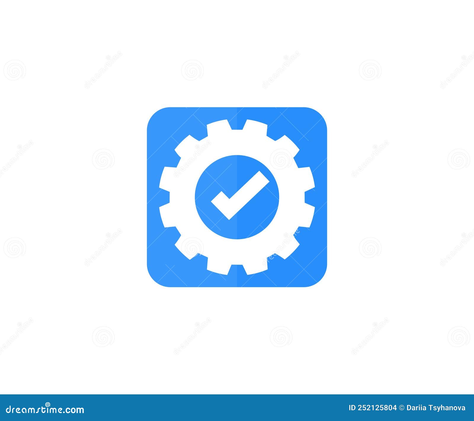 Gear Icon with Check Mark As Completed Update Settings. Cog Wheel ...