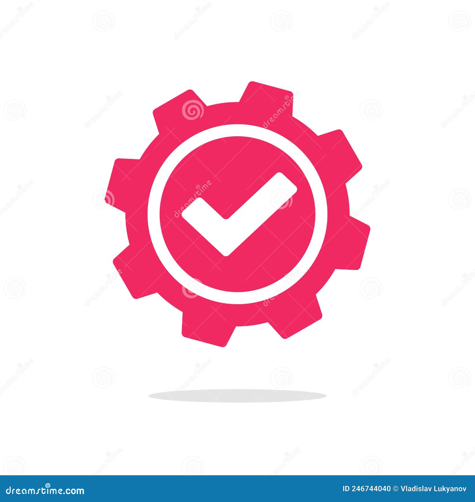 Gear Icon with Check Mark As Completed Update Settings Vector or Cog ...