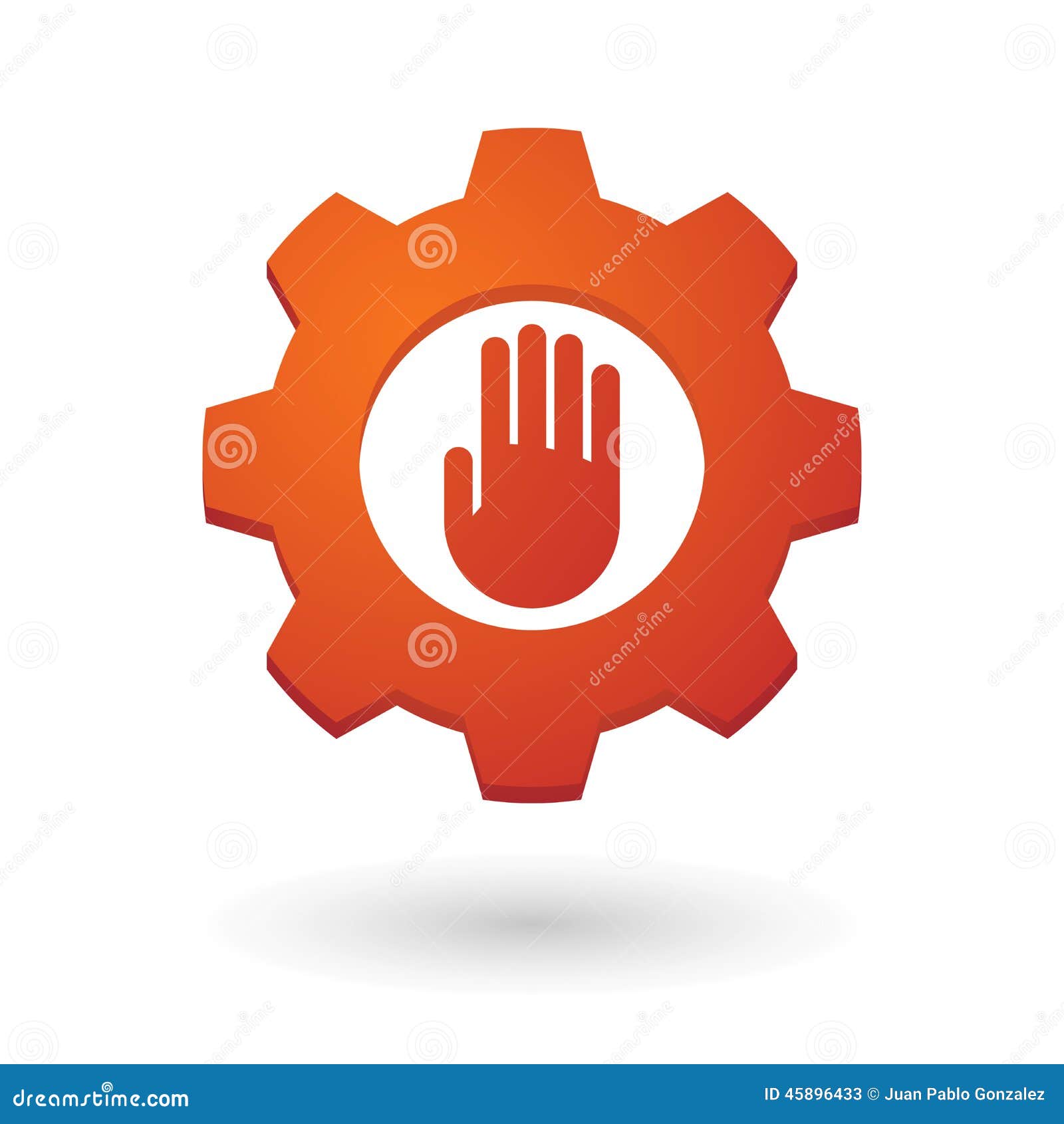 Gear icon with a hand stock illustration. Illustration of mechanical ...