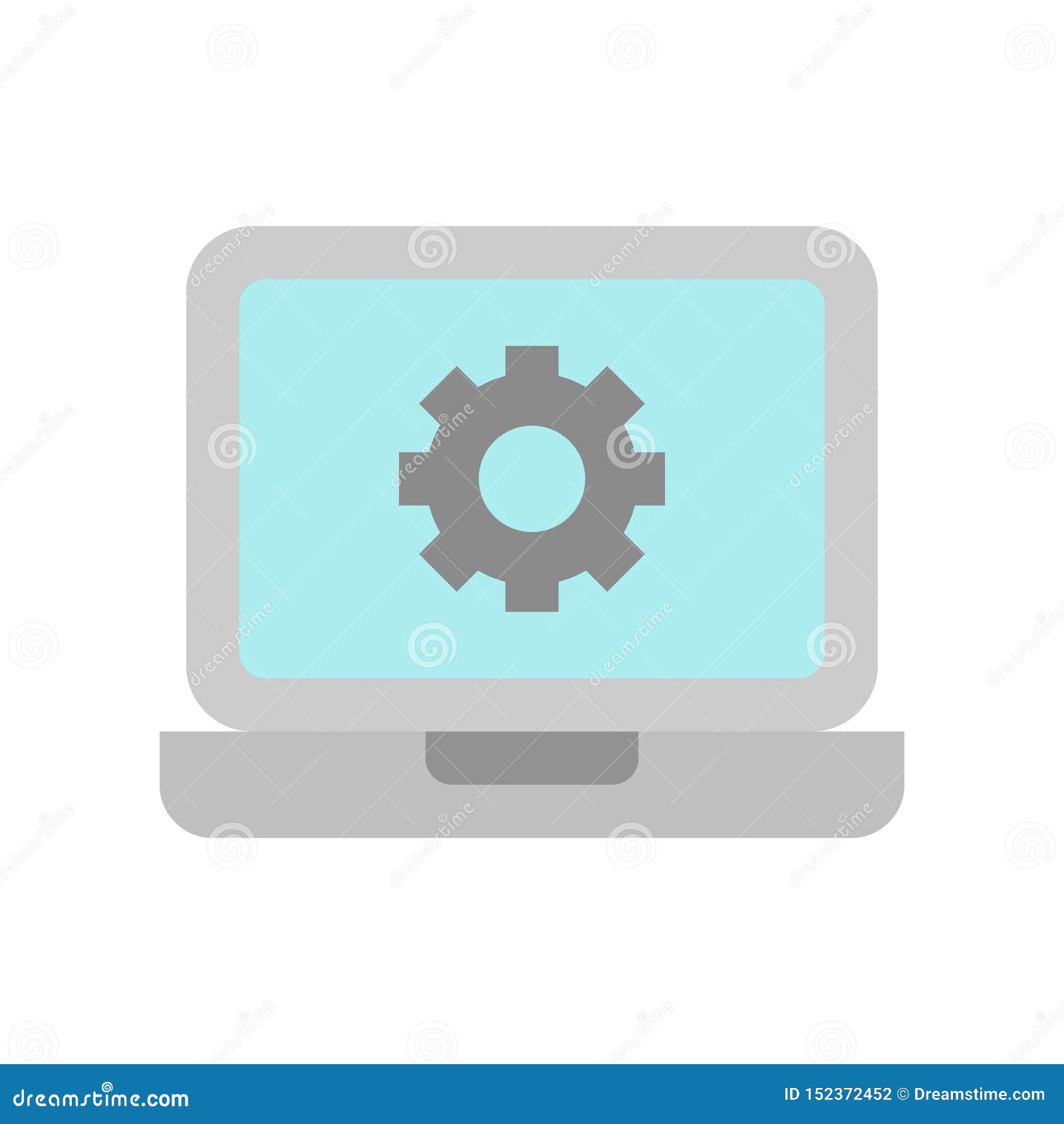 Gear Icon on Laptop Vector, Digital Marketing Flat Style Icon Stock ...