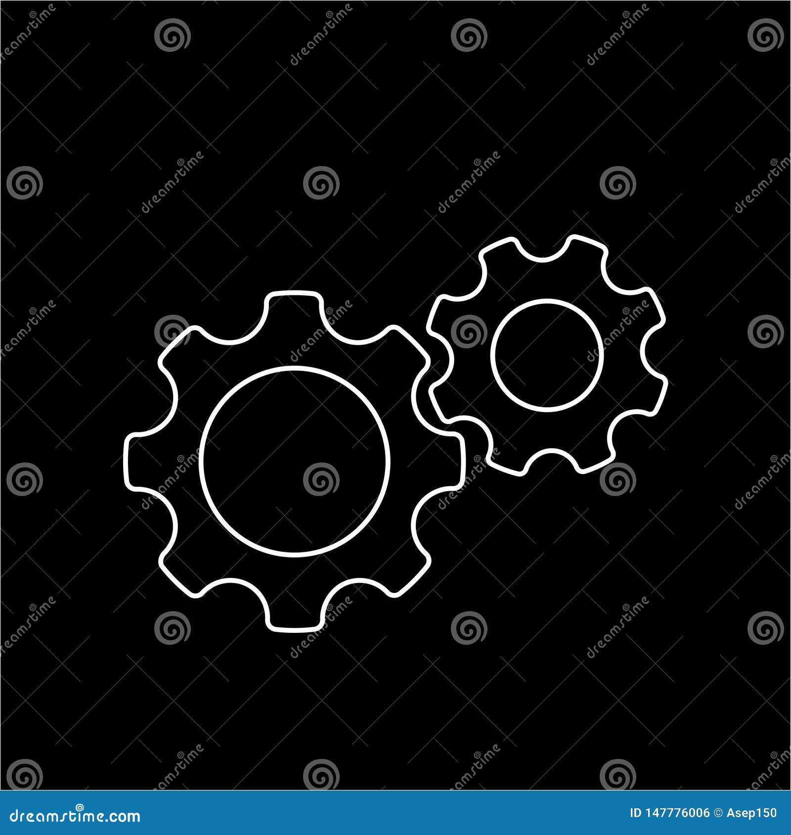 Gear Icon in Line Art Style Stock Vector - Illustration of machine ...