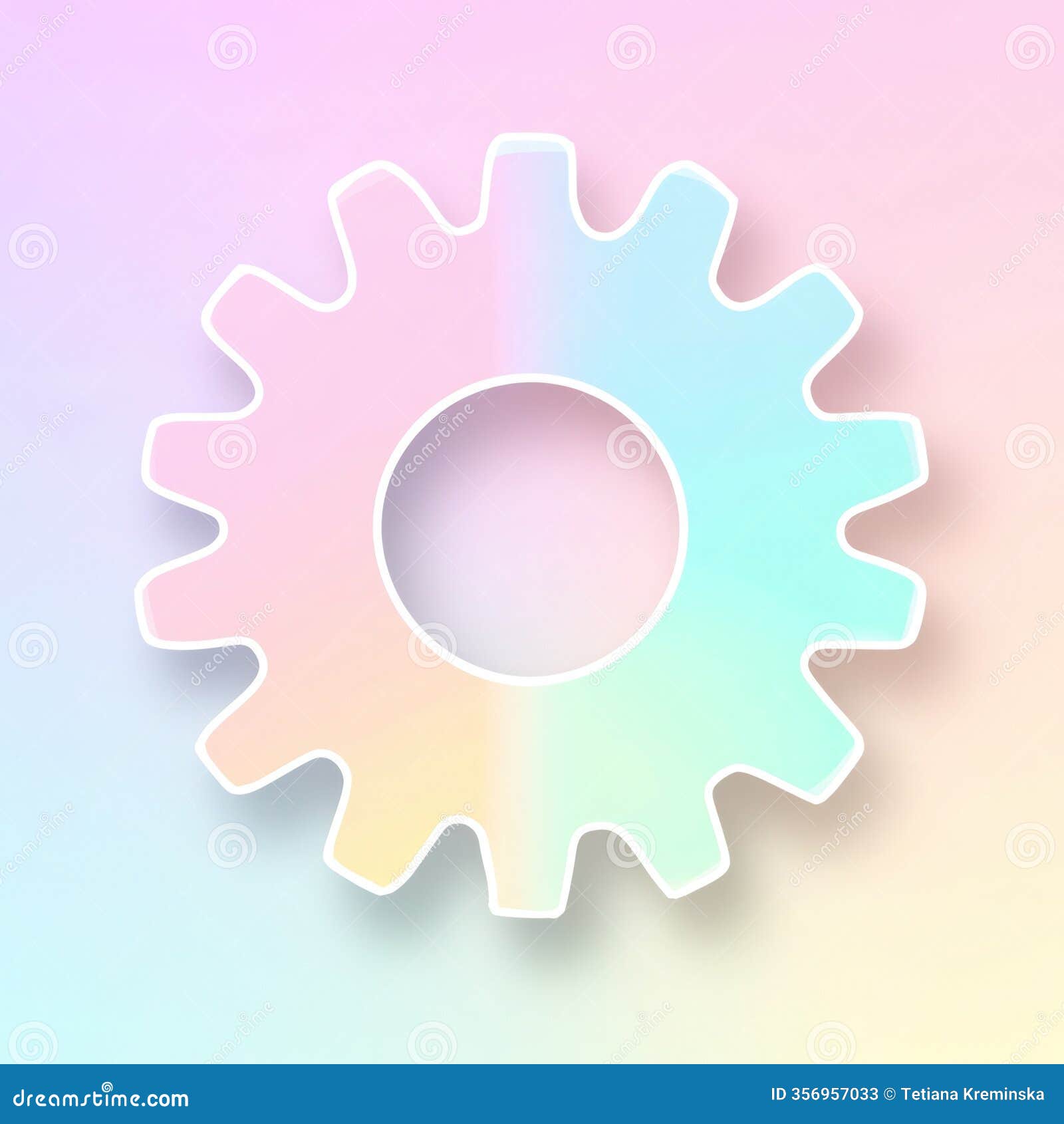 Gear Icon with Pastel Gradient Background Stock Illustration ...