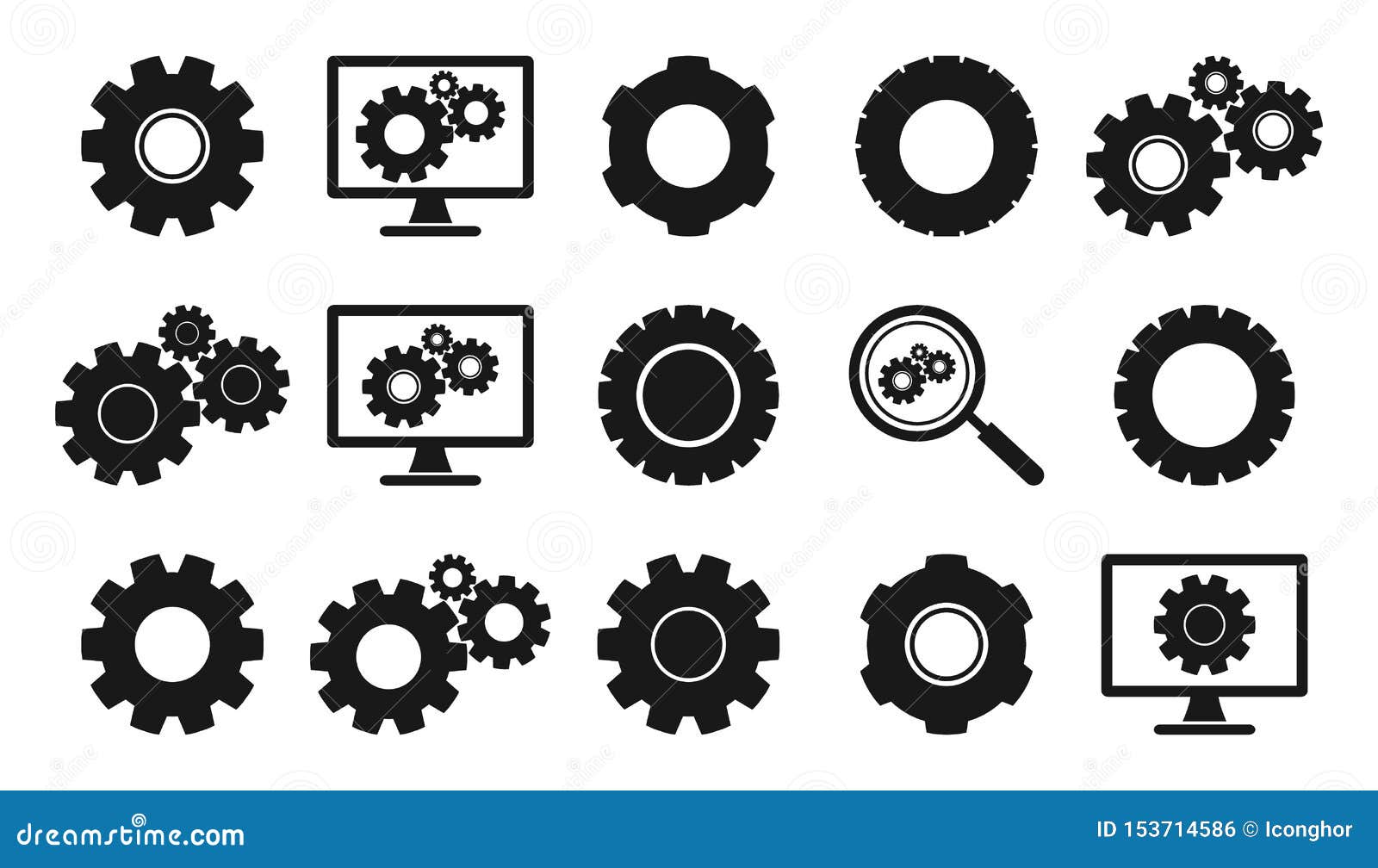 Gear Icon set. stock vector. Illustration of gearing - 153714586