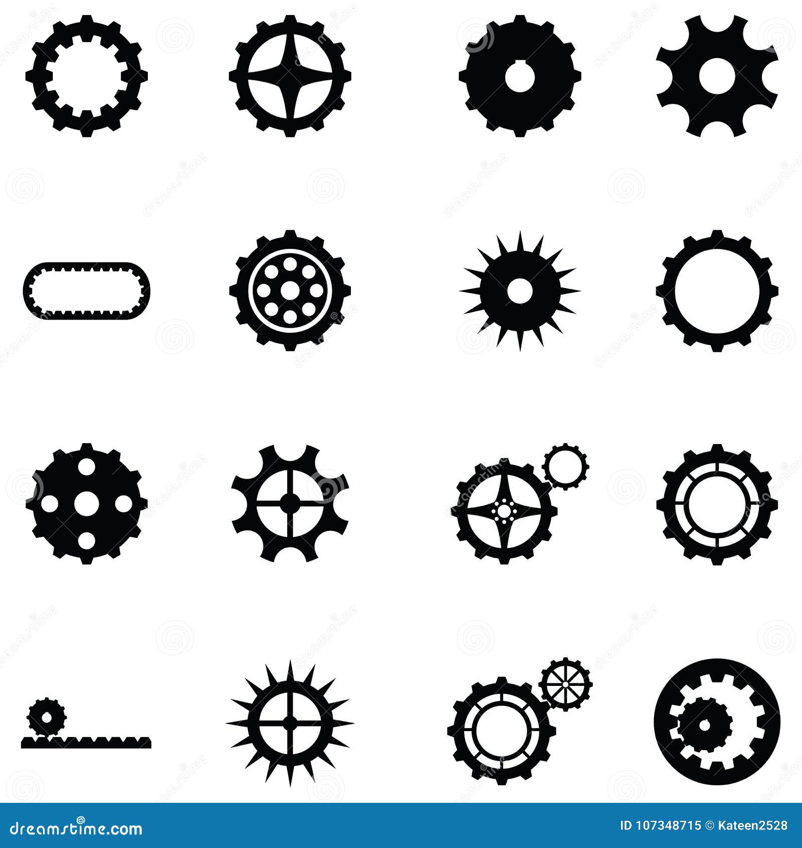 Gear icon set stock vector. Illustration of symbol, power - 107348715