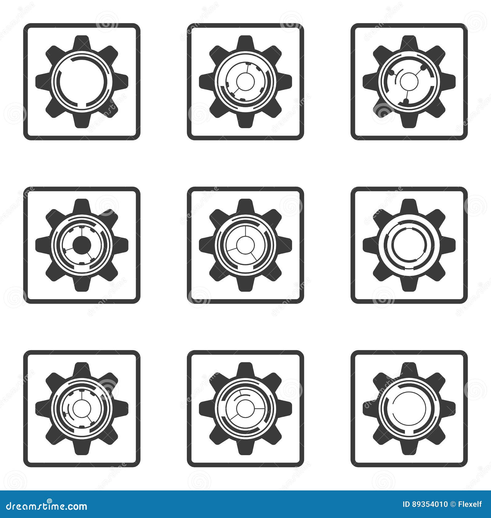 Gear icons. stock vector. Illustration of icons, communication - 89354010