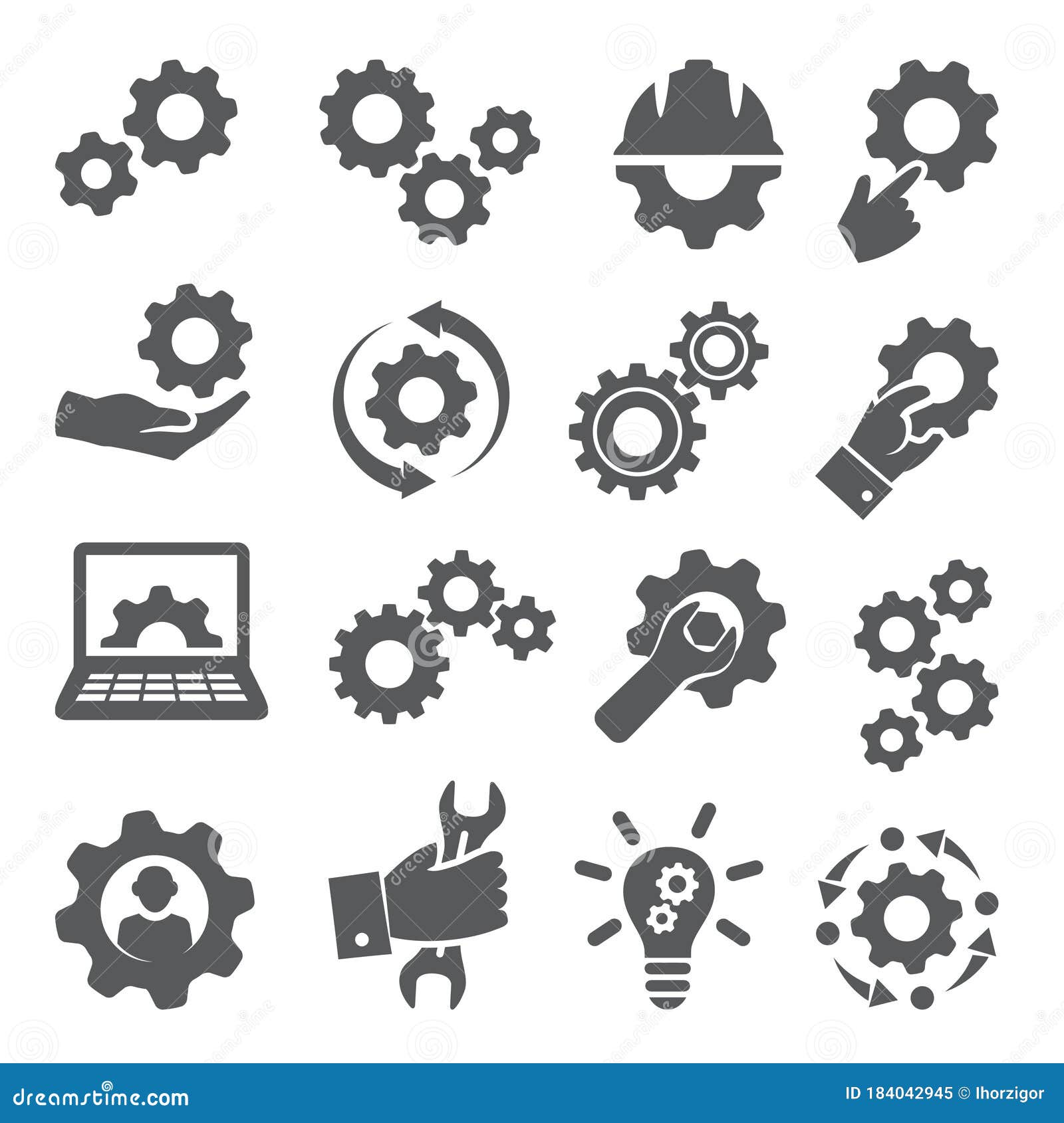 Gear Cog Icons. Cogwheel From Engine Machinery. Mechanism With Cog ...