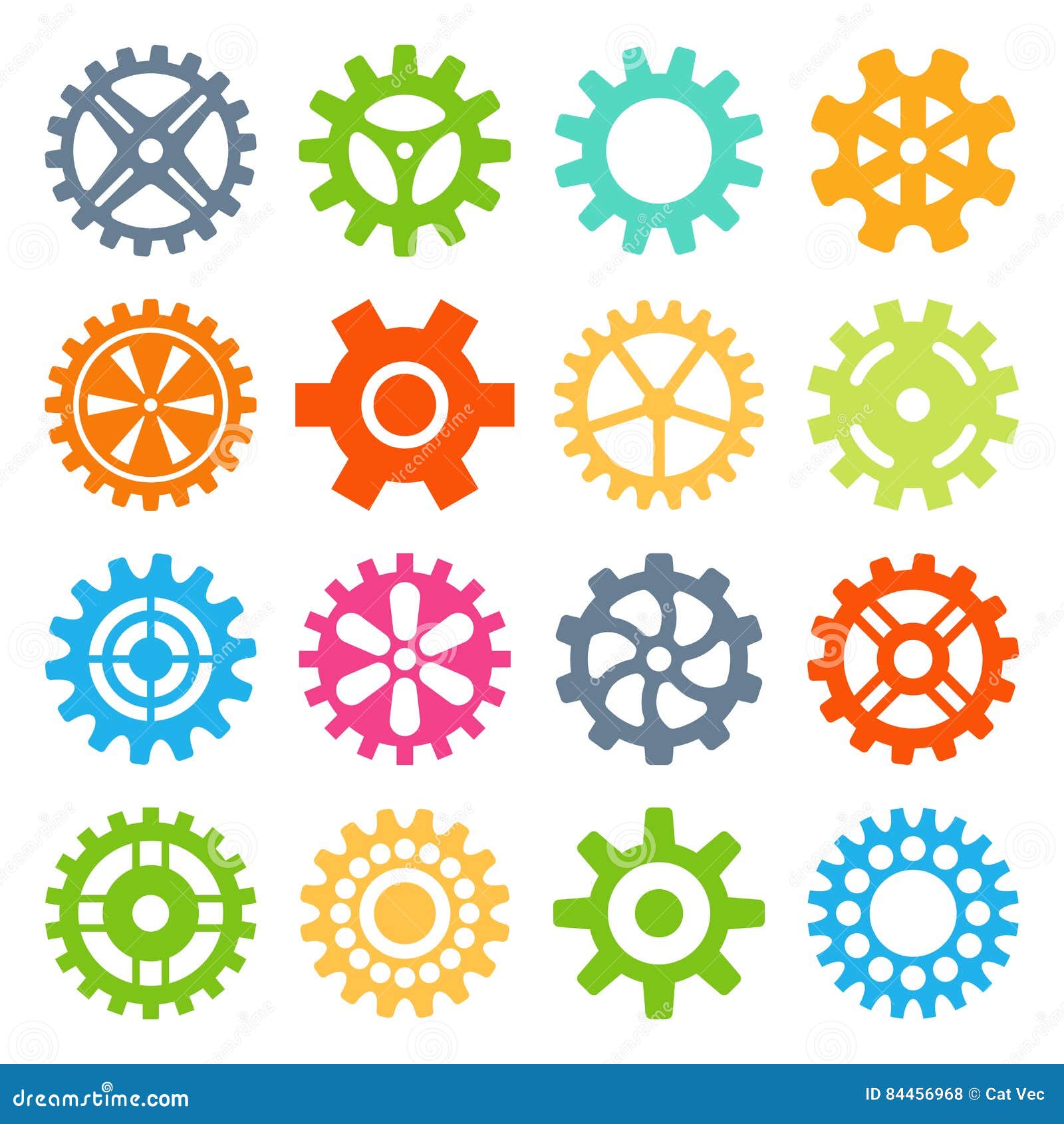 Gear Cog Icons. Cogwheel From Engine Machinery. Mechanism With Cog ...