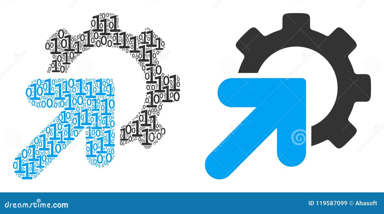 Gear Integration Composition of Binary Digits Stock Vector ...
