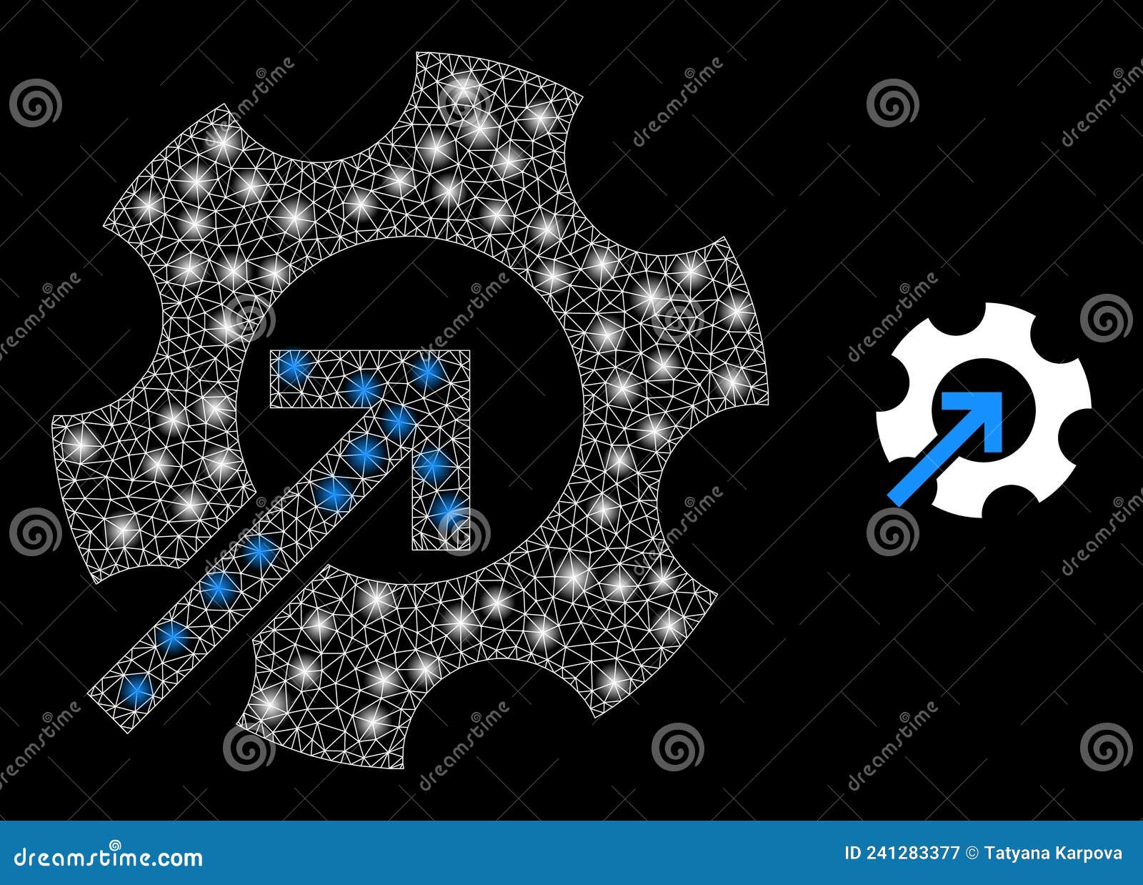 Gear Integration Icon - Triangulated Mesh with Light Spots Stock Vector ...