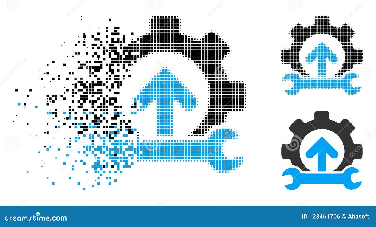 Fragmented Dot Halftone Gear Integration Tools Icon Stock Vector ...