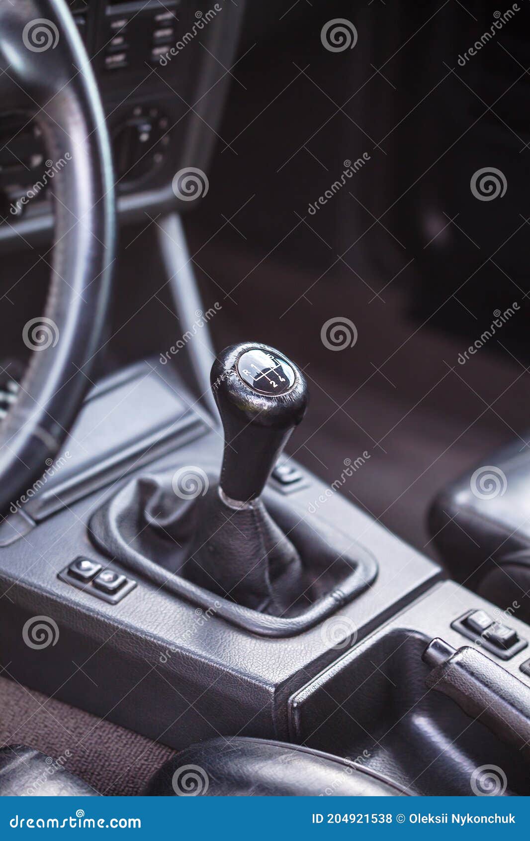 Gear Knob Lever in Black, Old Car Stock Photo - Image of metal ...