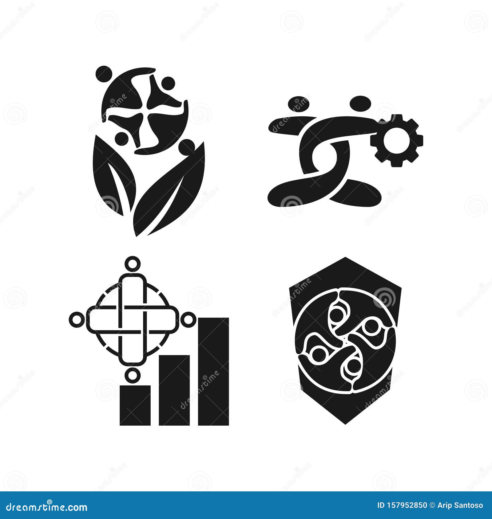Gear Leaf Business Commitment Teamwork Together Black Logo Stock Vector - Illustration of ...