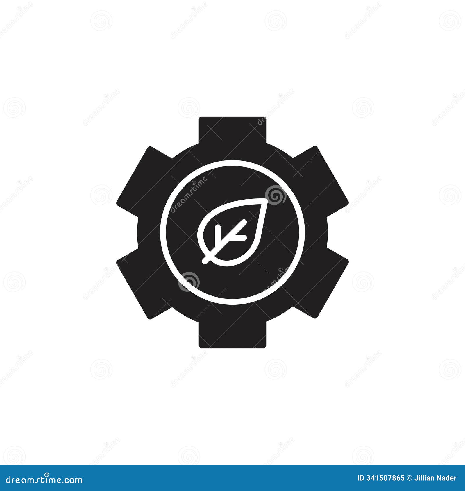 Gear with a Leaf Icon Flat Line Illustration Stock Vector ...