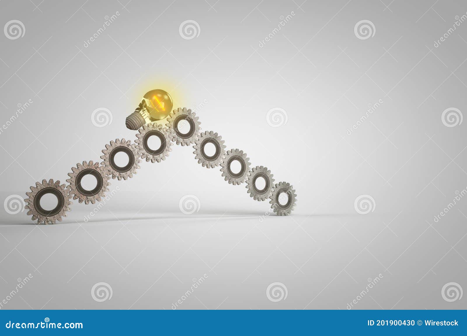 Gear with a light bulb stock illustration. Illustration of bulb - 201900430