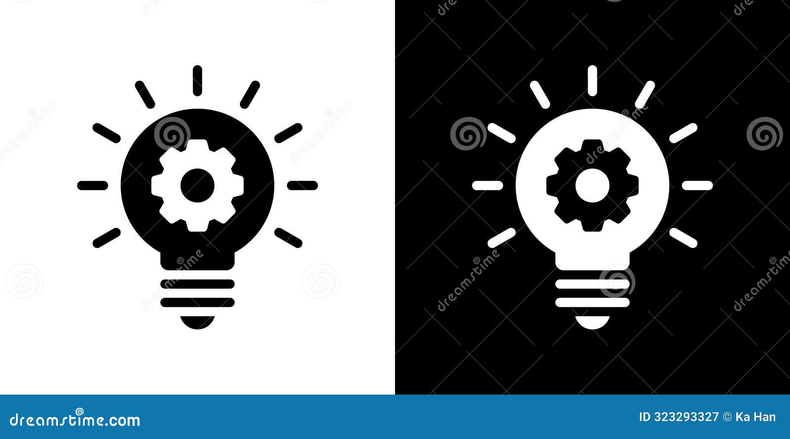 Gear on Light Bulb Icon. Development, Implementation Concept Stock ...