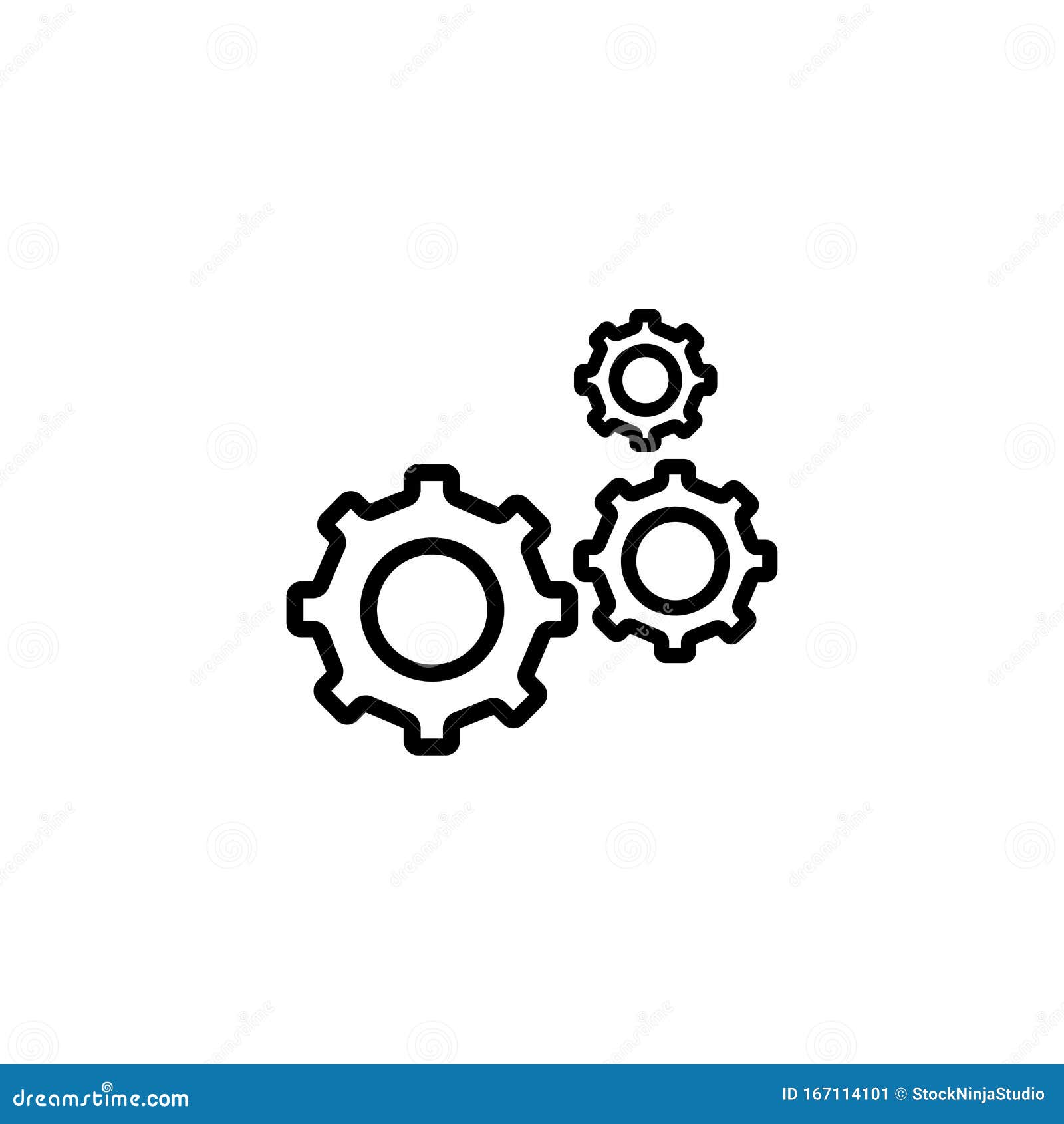 Gear Line Icon in Flat Style Vector for App, UI, Websites. Black Icon ...