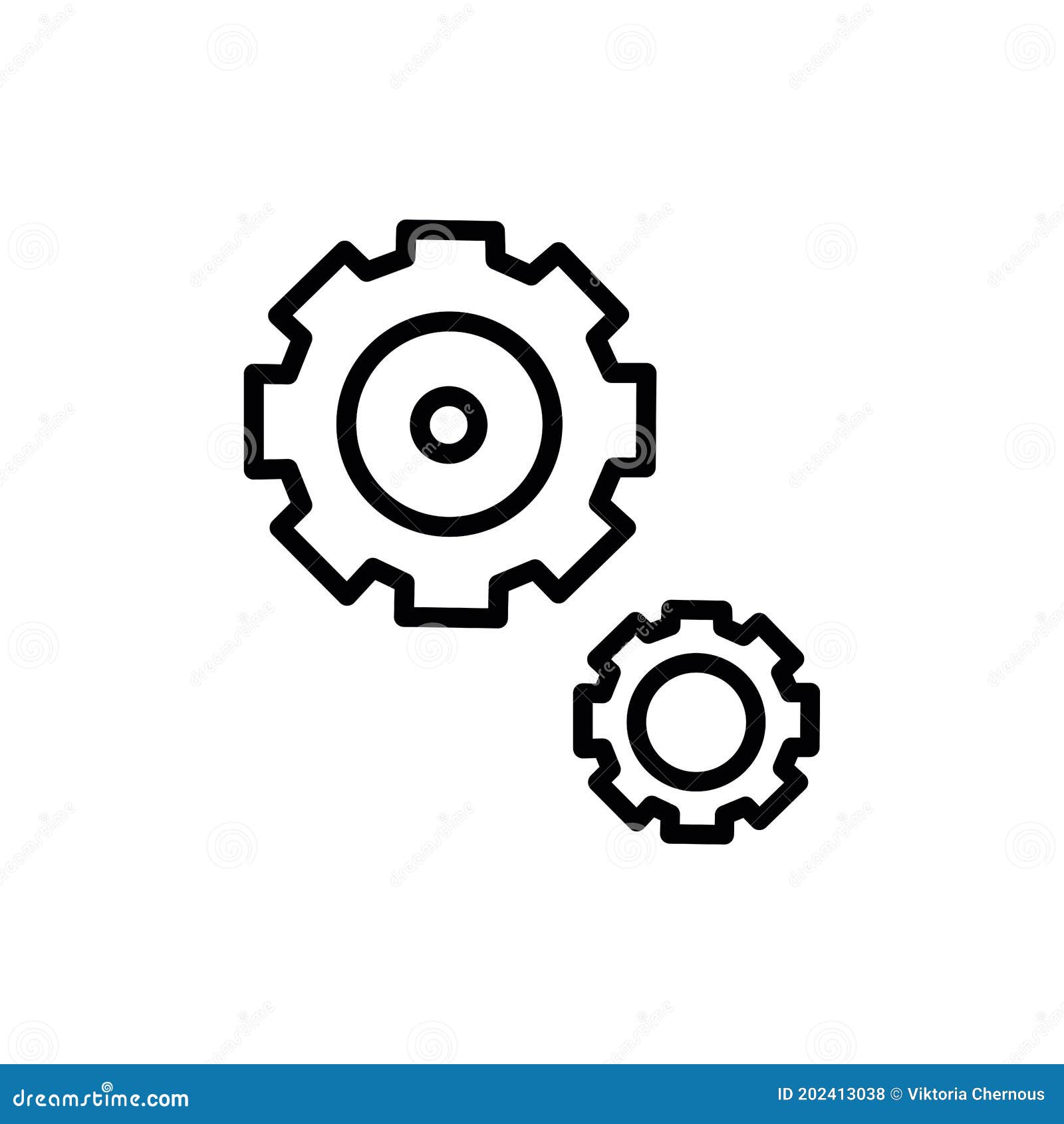 Gear Line Vector Icon, Vector Black Illustration Stock Illustration ...