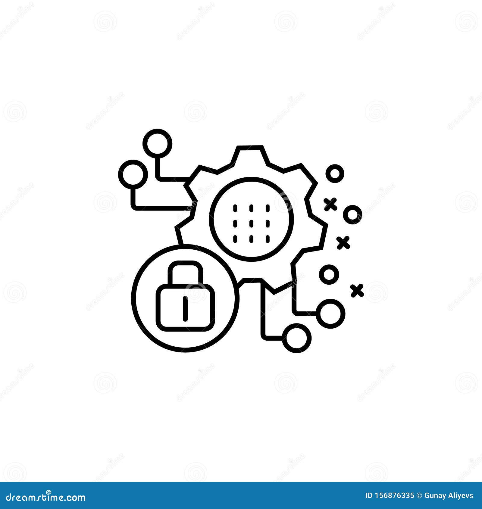 Gear Lock Chip Security Icon. Element of Cyber Security Icon Stock ...