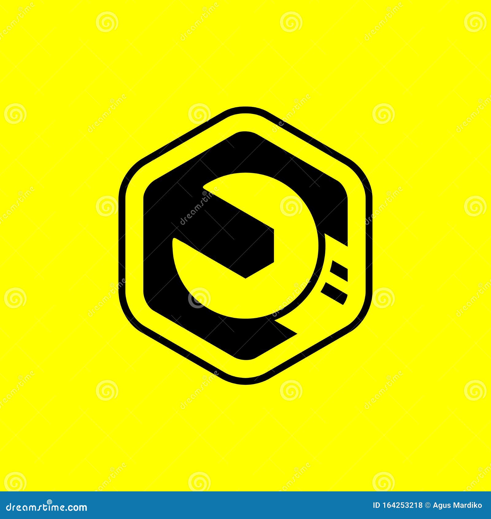 Gear Logo Hexagonal Logo Yellow and Black Stock Illustration ...