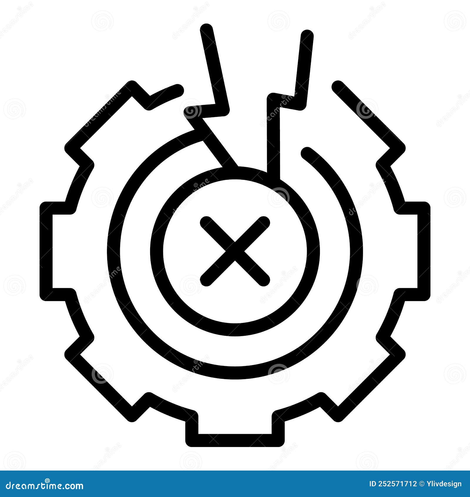 Gear Lost Connection Icon Outline Vector. Internet Error Stock Vector ...