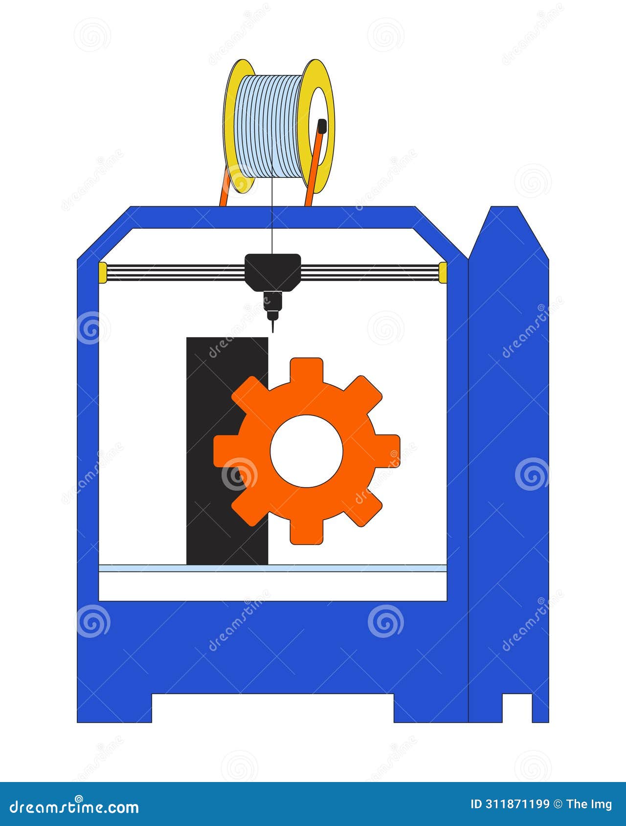 Gear Machine Part on 3d Printer 2D Linear Cartoon Object Stock Vector ...