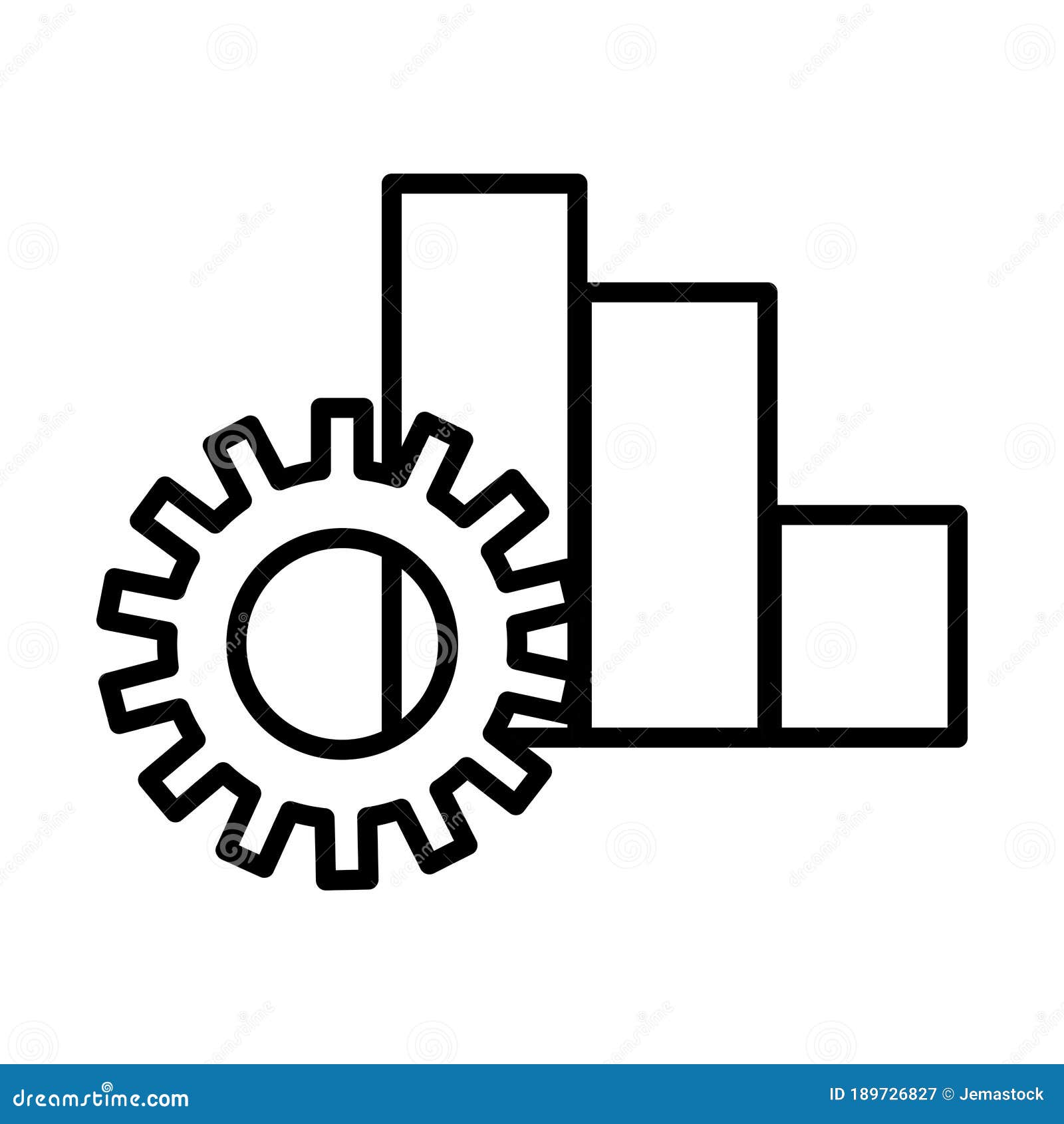 Gear Machine Work with Statistics Bars Line Style Icon Stock Vector ...