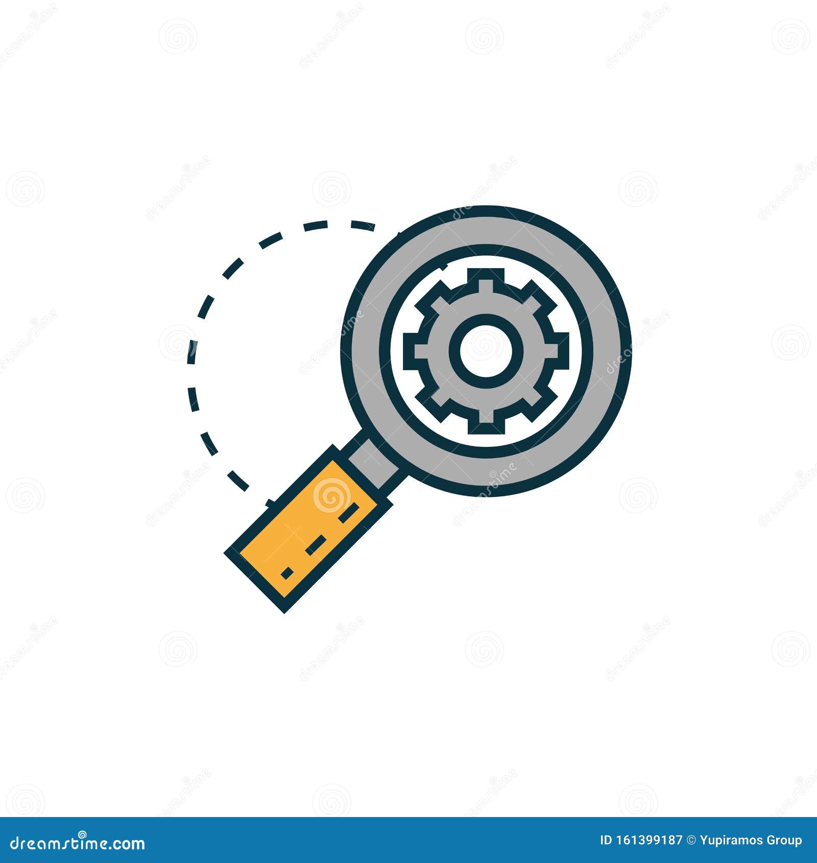 Gear Magnifier Work Tools Engineering Icon Stock Vector - Illustration ...