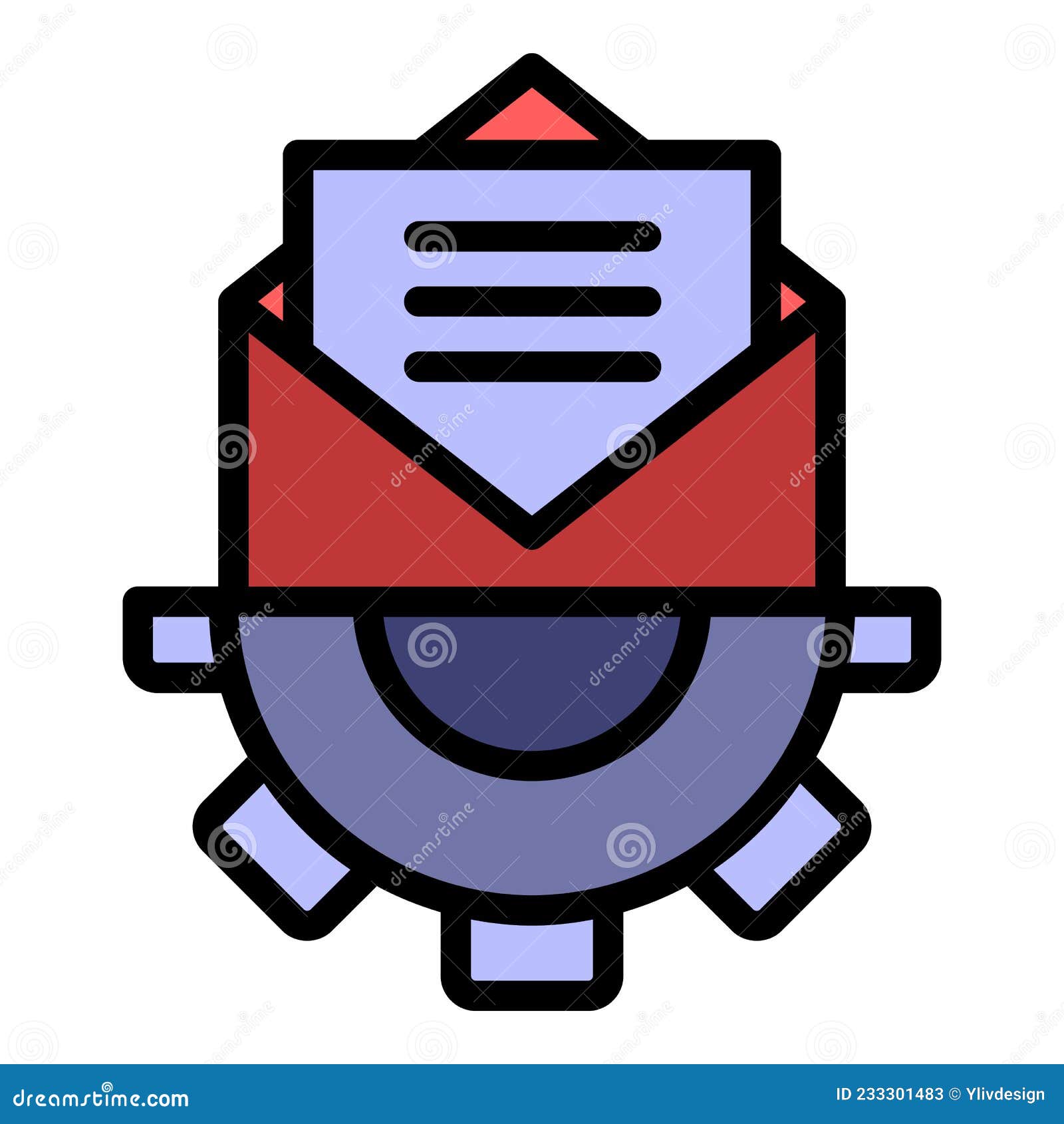 Gear Mail Wheel Icon Color Outline Vector Stock Vector - Illustration ...