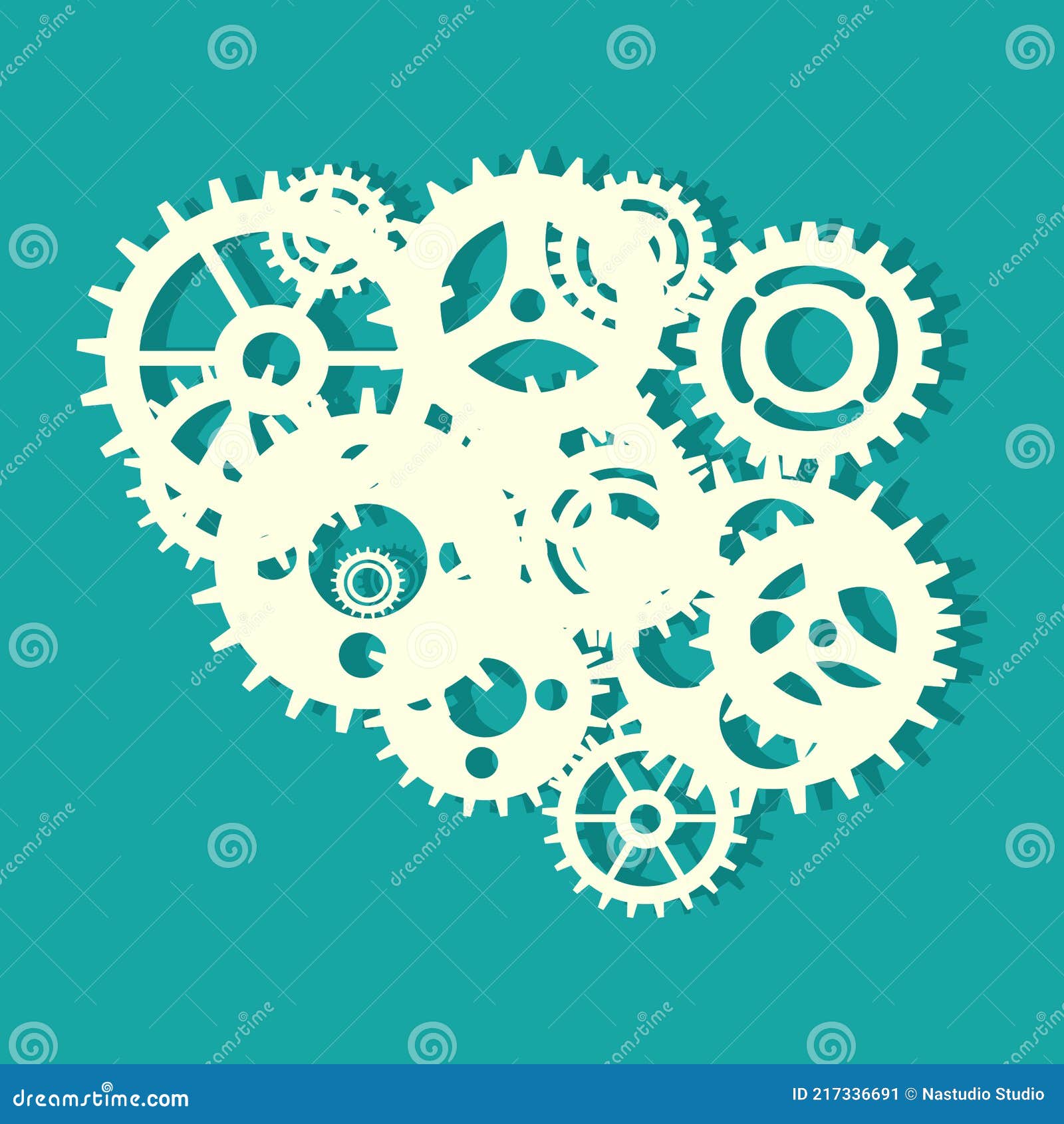 Gear Mechanism Abstract Isolated on Background. Vector Illustration ...