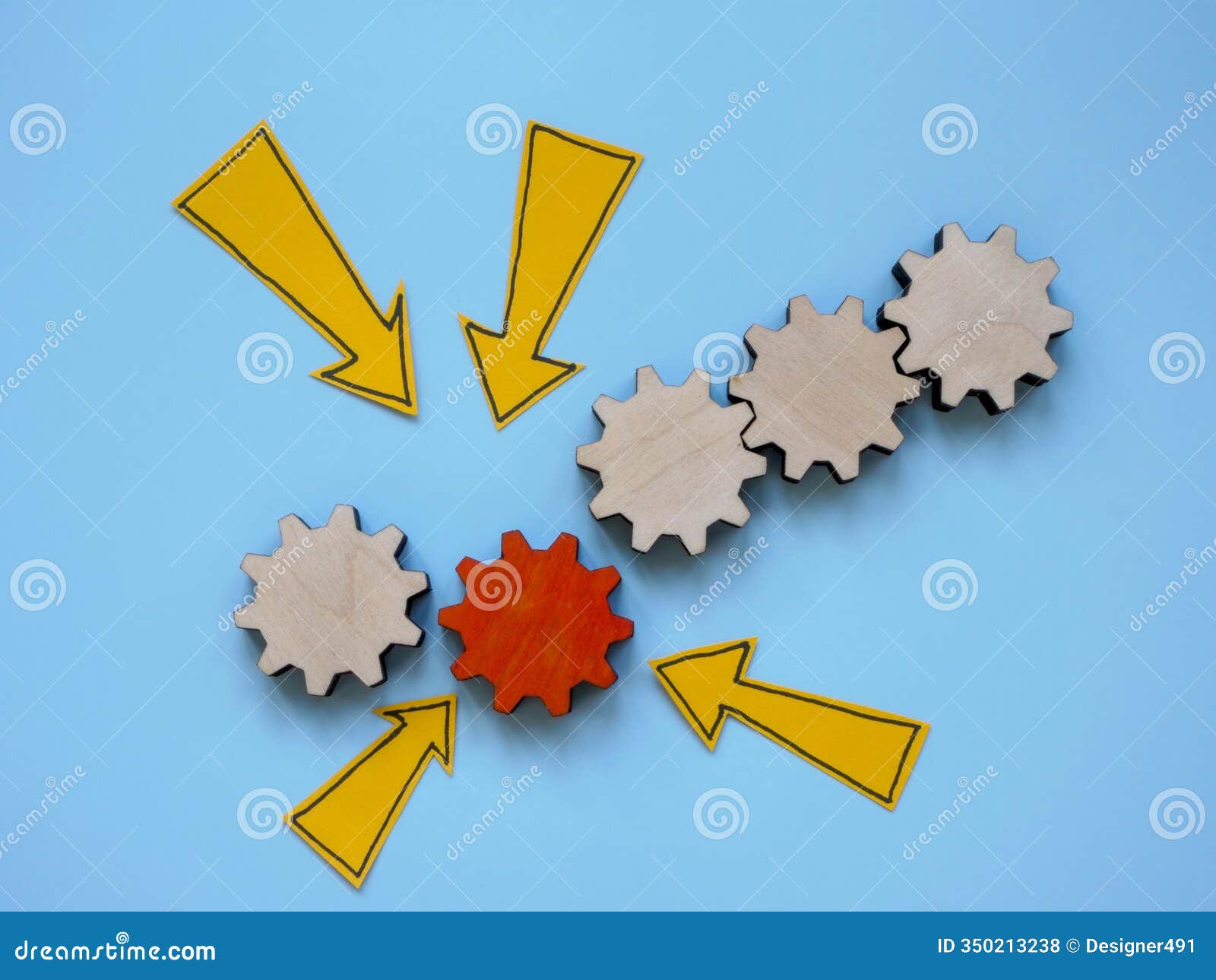 Gear Mechanism with Arrows Pointing To Missing Gear. Teamwork and ...