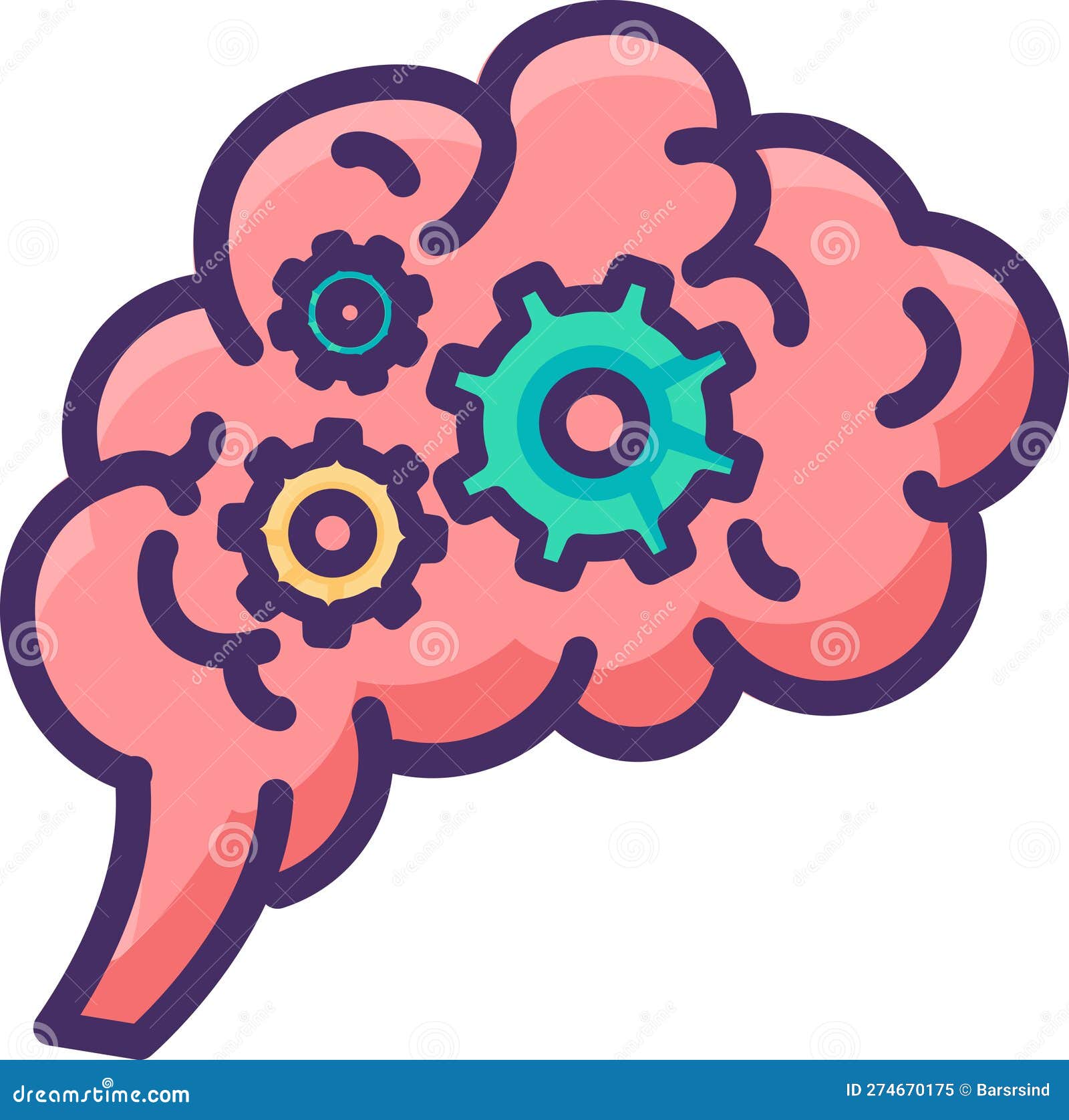 Gear Mechanism Brain Hemispheres Inside Stock Illustration ...