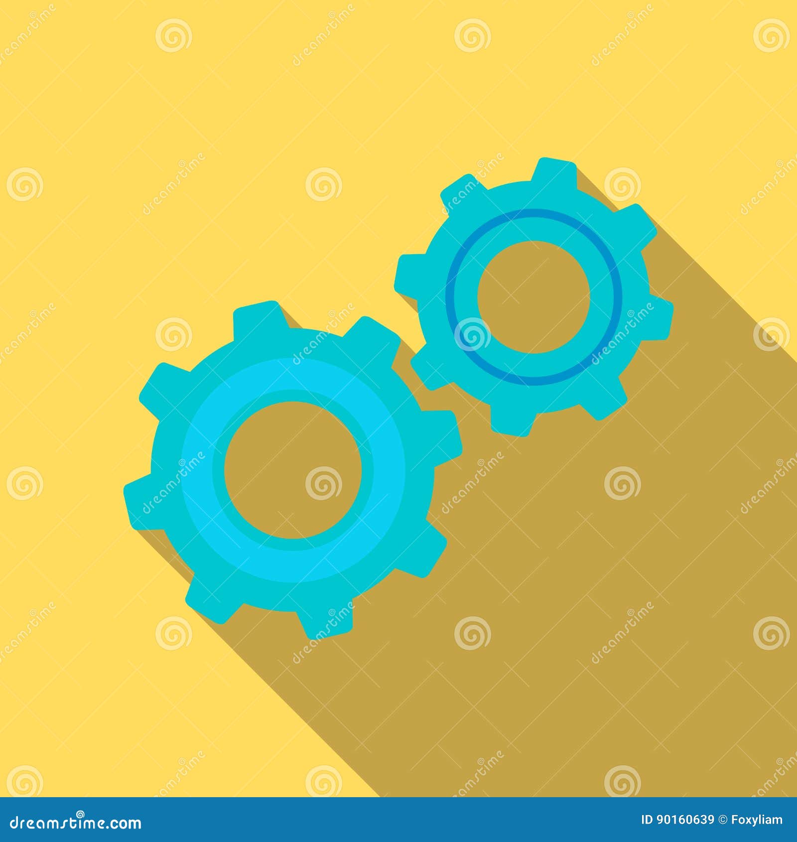 Gear Mechanism Icon in Flat Style Stock Vector - Illustration of ...