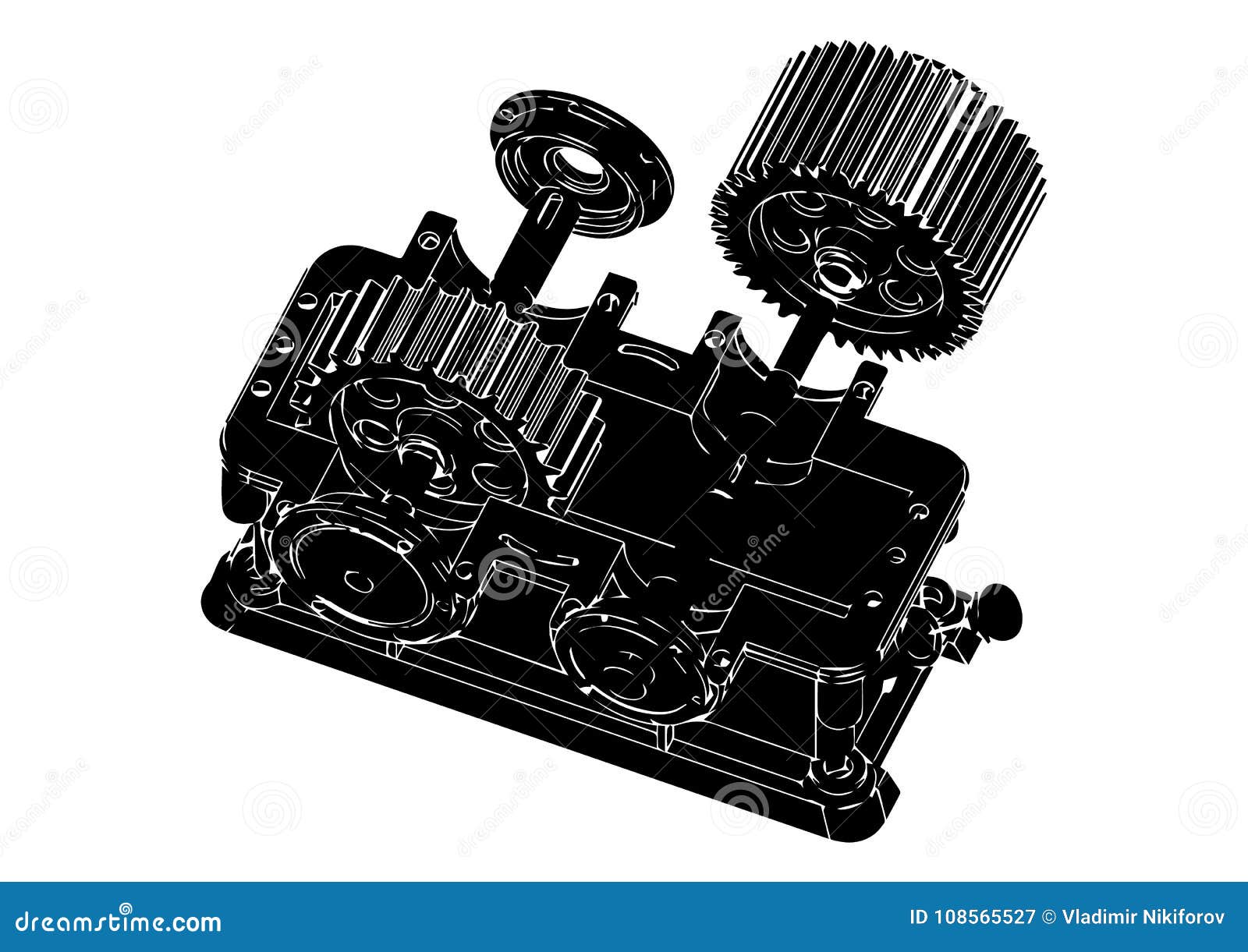 Gear mechanism, vector stock vector. Illustration of collection - 108565527