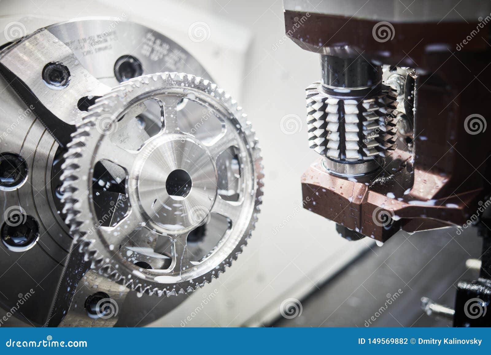 Gear Milling Machine Work. CNC Grinding Machine in Metalwork Industry ...
