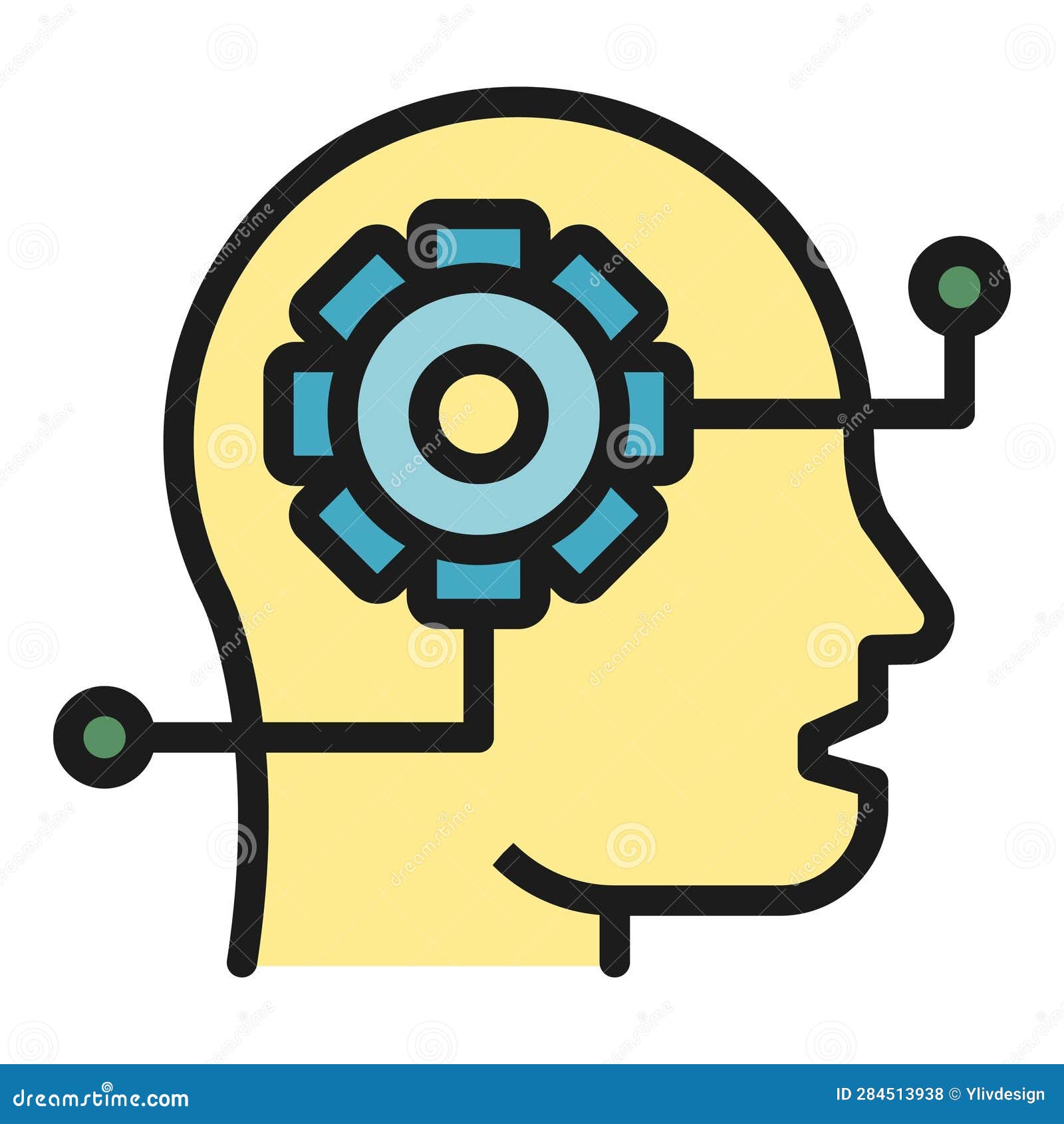 Gear mind icon vector flat stock illustration. Illustration of analogy ...