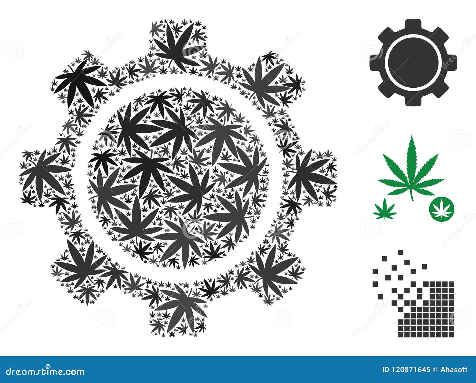 Gear Mosaic of Weed Leaves stock vector. Illustration of cogwheel ...