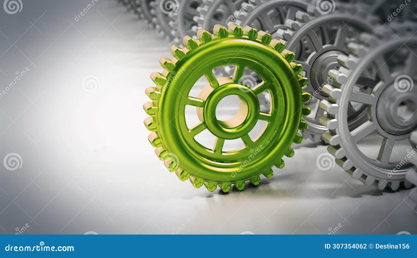 Gear in Motion Stands Out among Other Cogwheels. 3D Illustration Stock ...