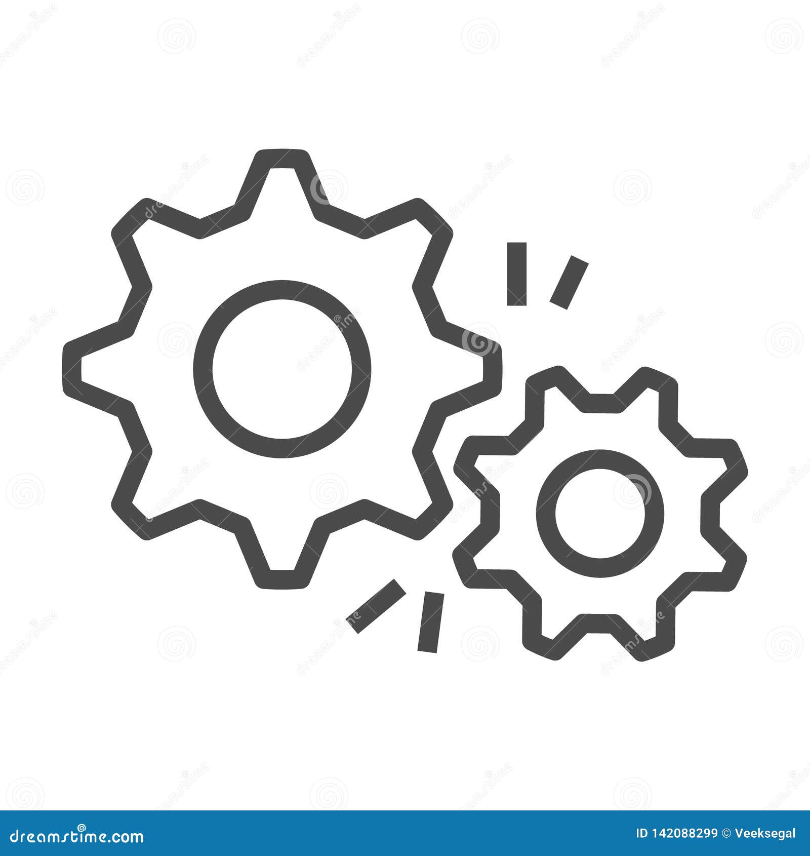 Gear Outline Icon Vector Flat Design Style. Stock Vector - Illustration ...