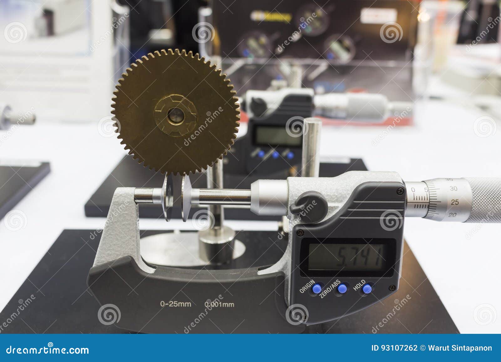 Gear Pitch Inspection by Micrometer Stock Photo - Image of horizontal ...