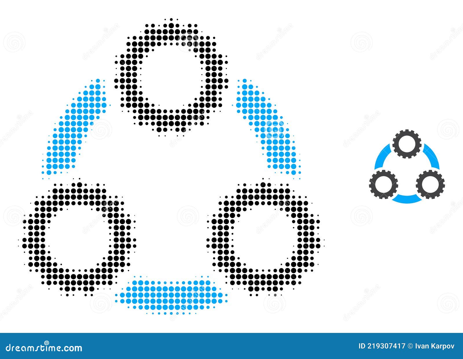 Gear Planetary Transmission Halftone Dotted Icon Stock Vector ...