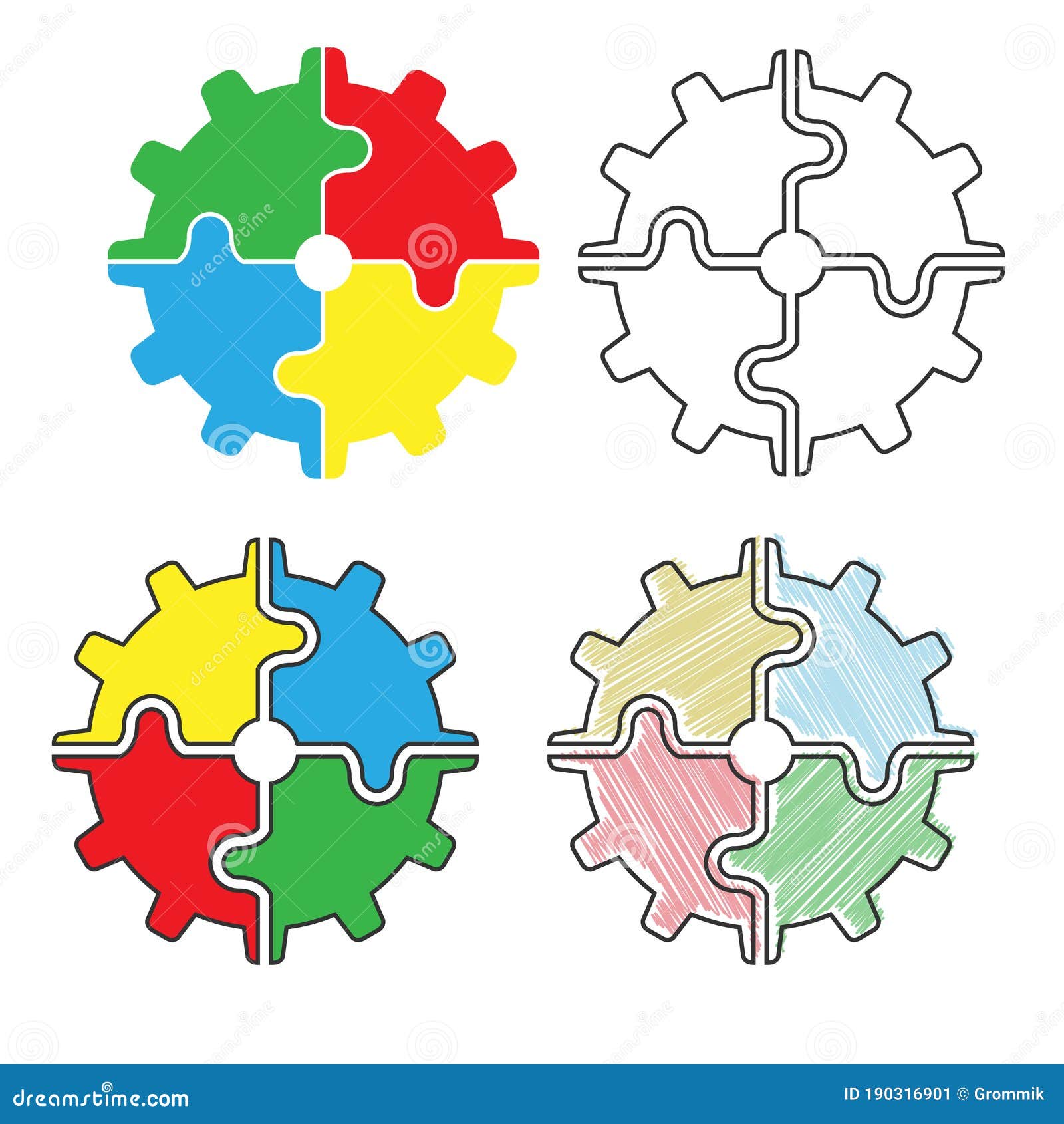 Gear of the Puzzle. a Set of Vector Illustrations Stock Vector ...