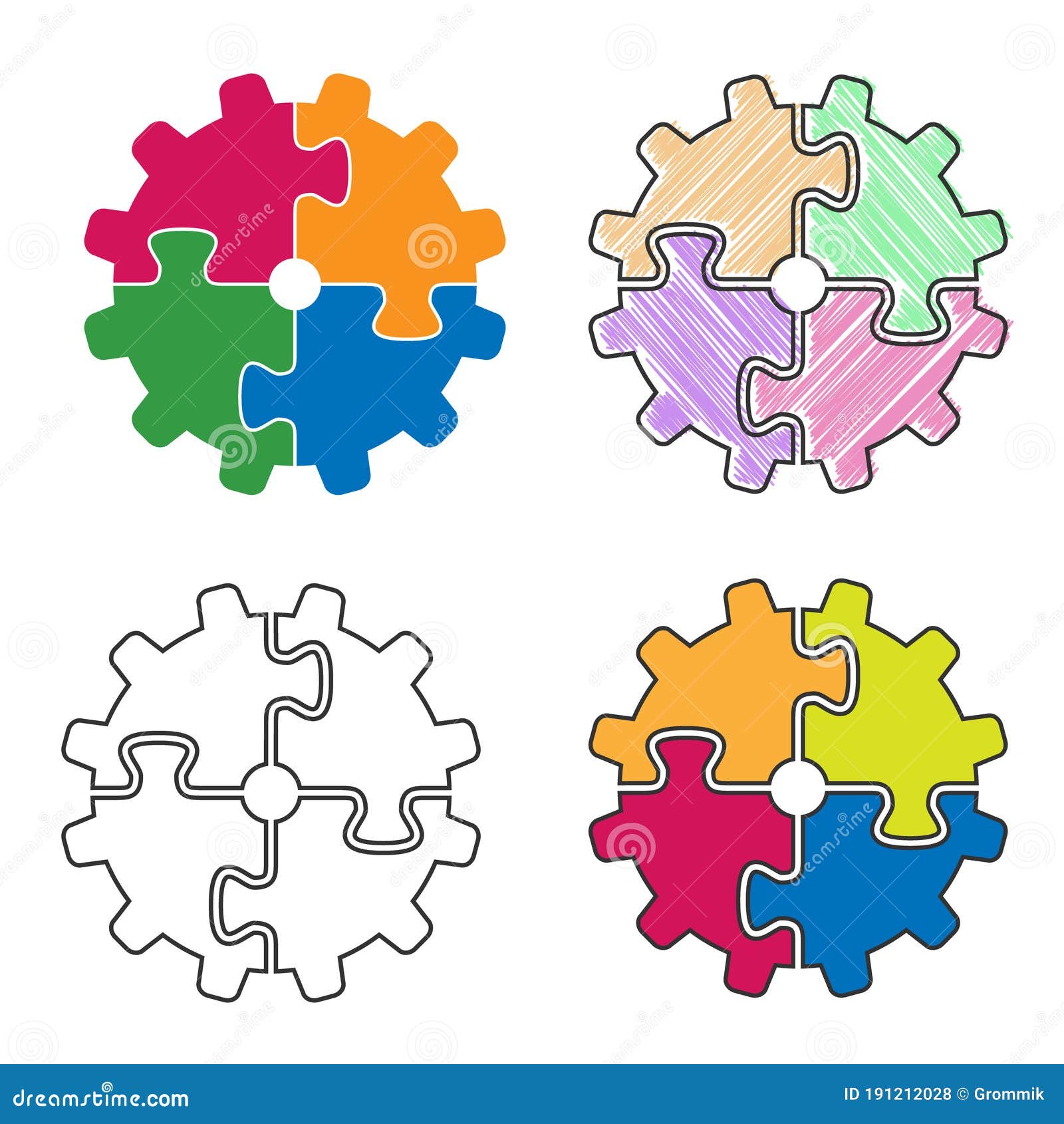 Gear of the Puzzle. a Set of Vector Illustrations Stock Vector ...