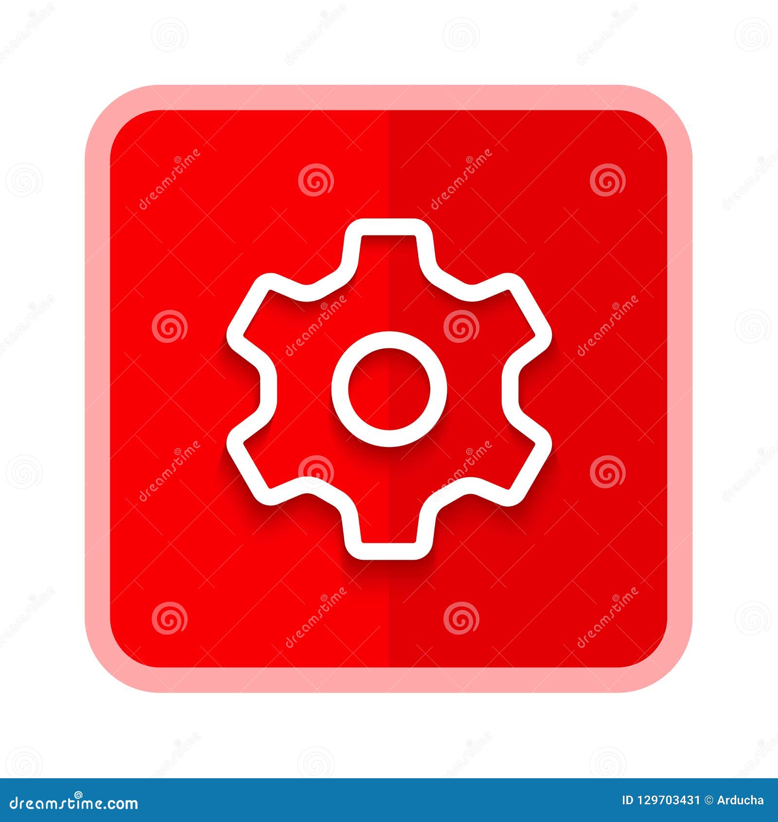 Gear red button stock vector. Illustration of sign, mechanism - 129703431
