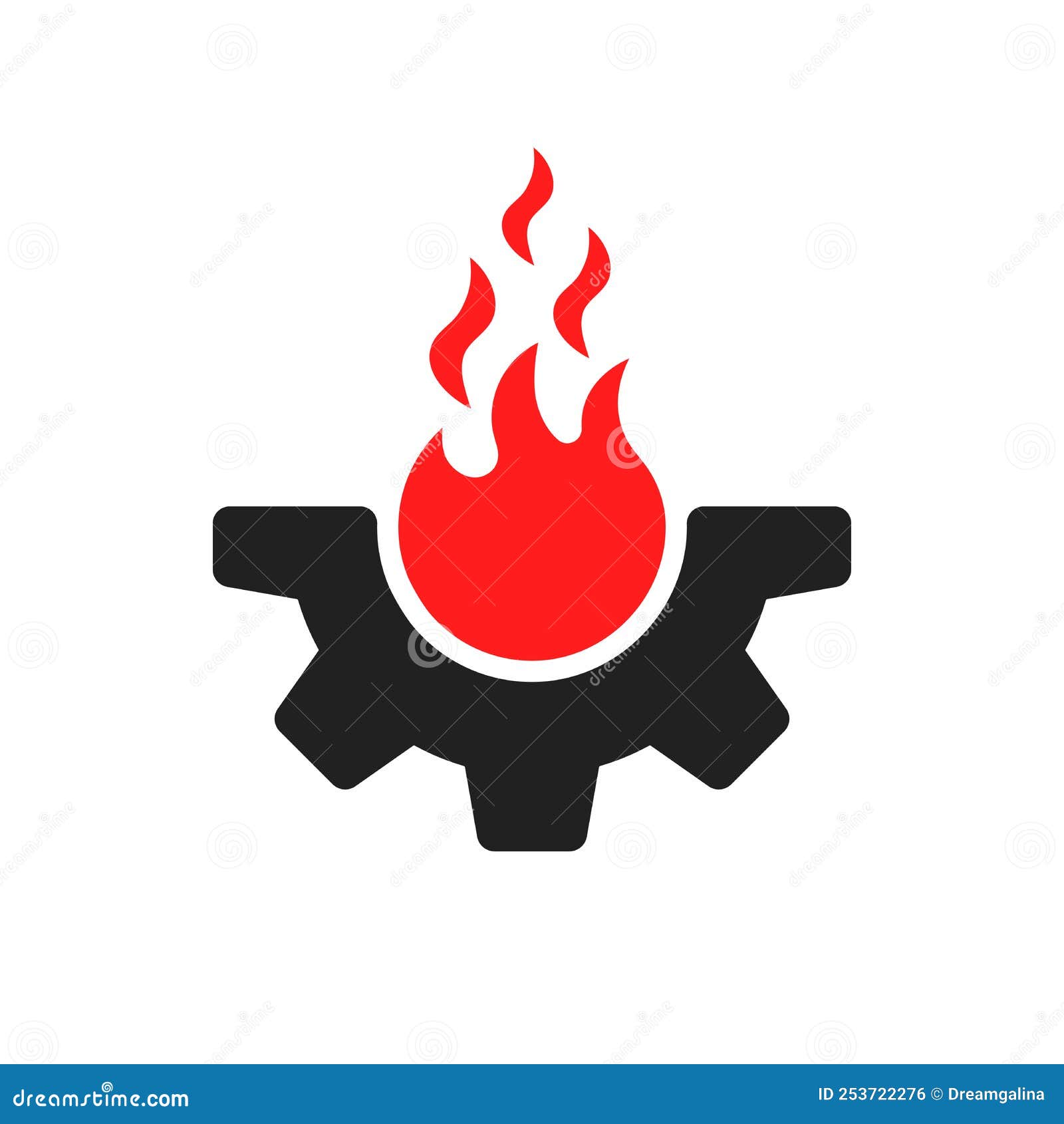 Gear with Red Fire Like Engineering Innovation Icon Stock Vector ...