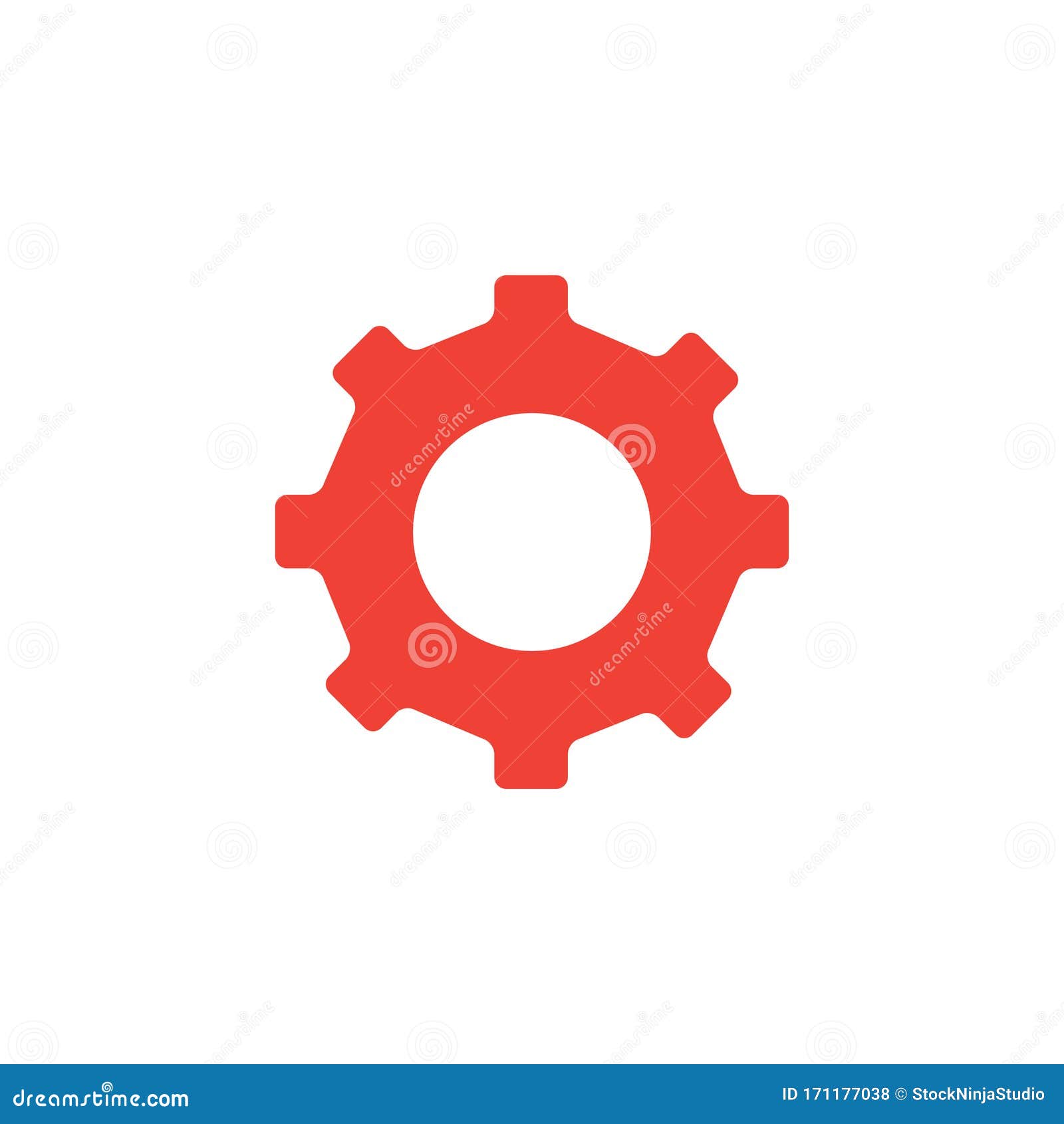 Gear Red Icon on White Background. Red Flat Style Vector Illustration ...