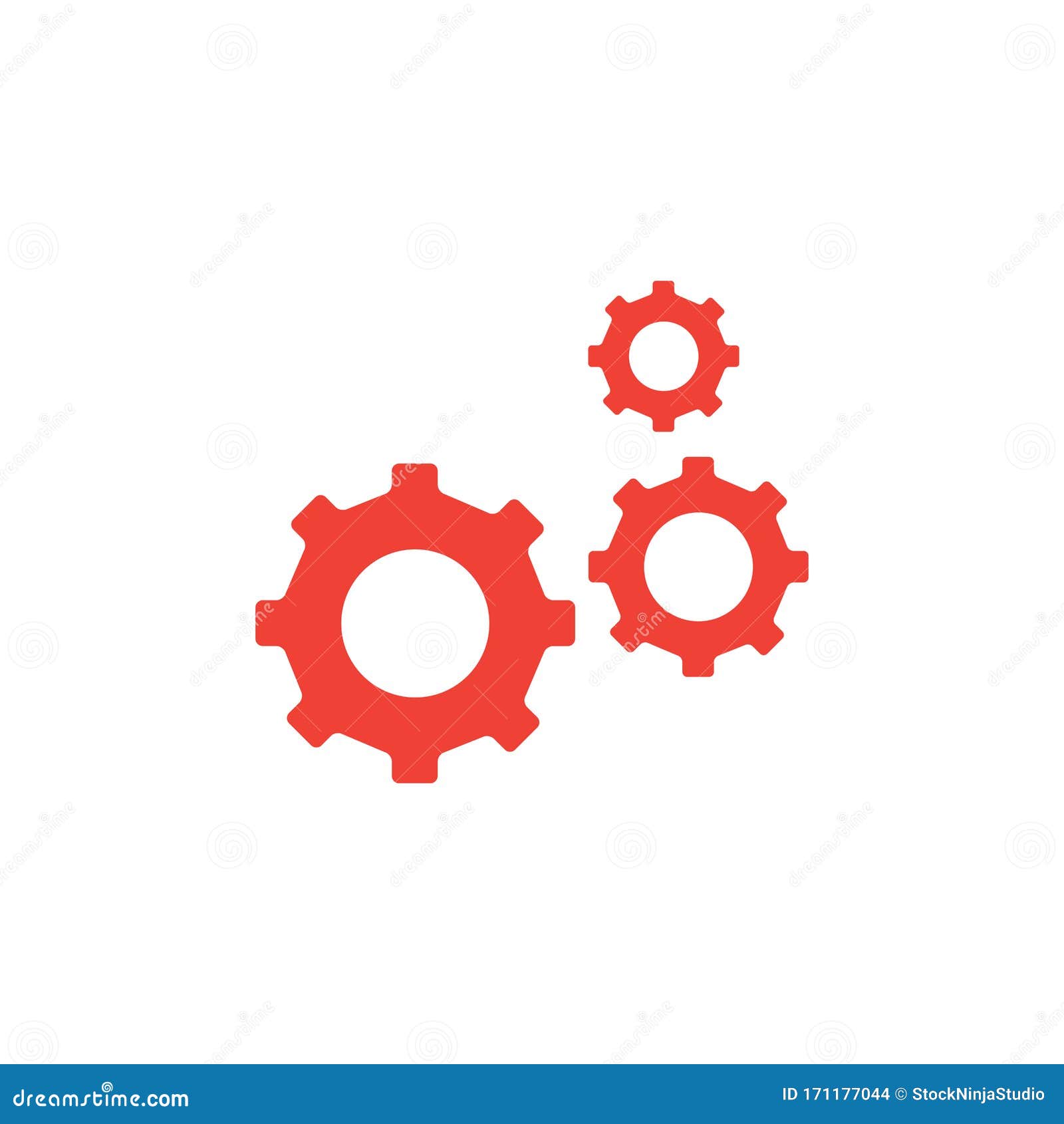 Gear Red Icon on White Background. Red Flat Style Vector Illustration ...