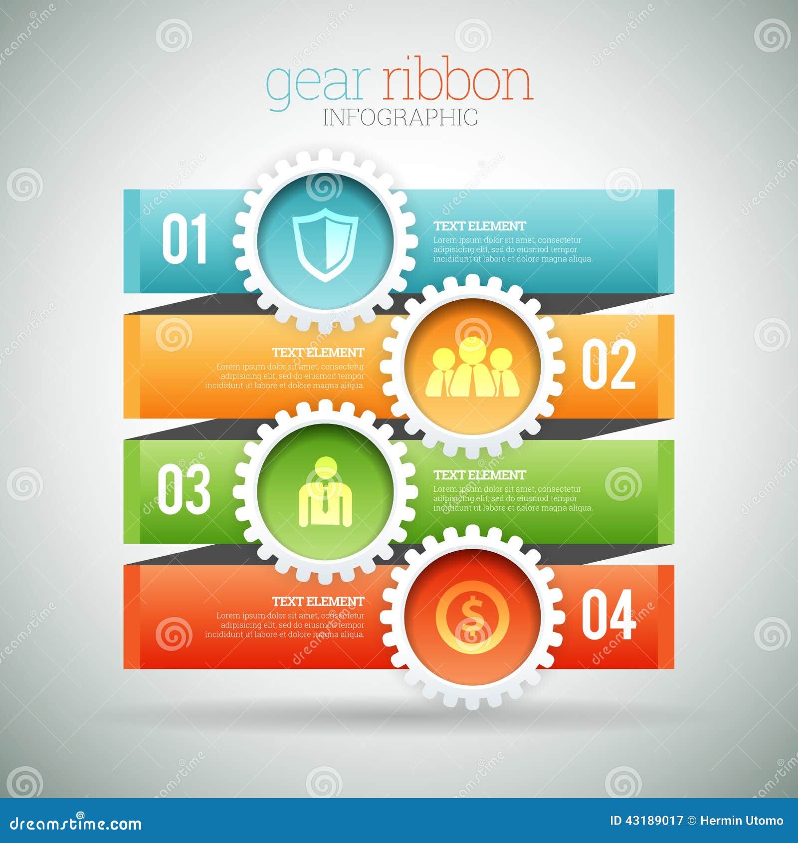 Ribbon Infographic Concept. Vector Template With 5 Options, Parts ...