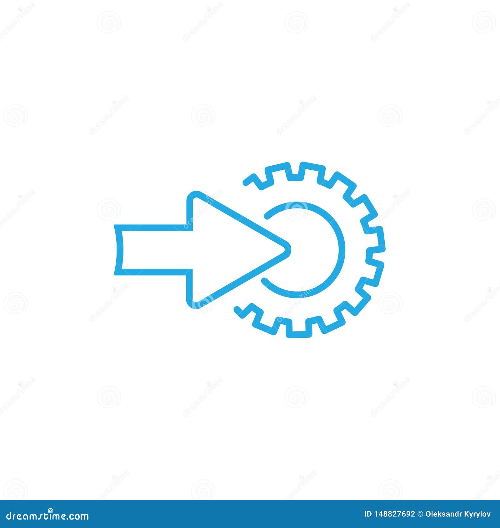 Gear and Right Blue Arrow. Vector Flat Illustration for Technology or ...
