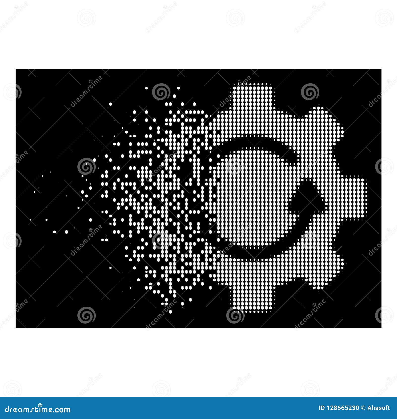 Bright Moving Pixelated Halftone Gear Rotation Icon Stock Vector ...