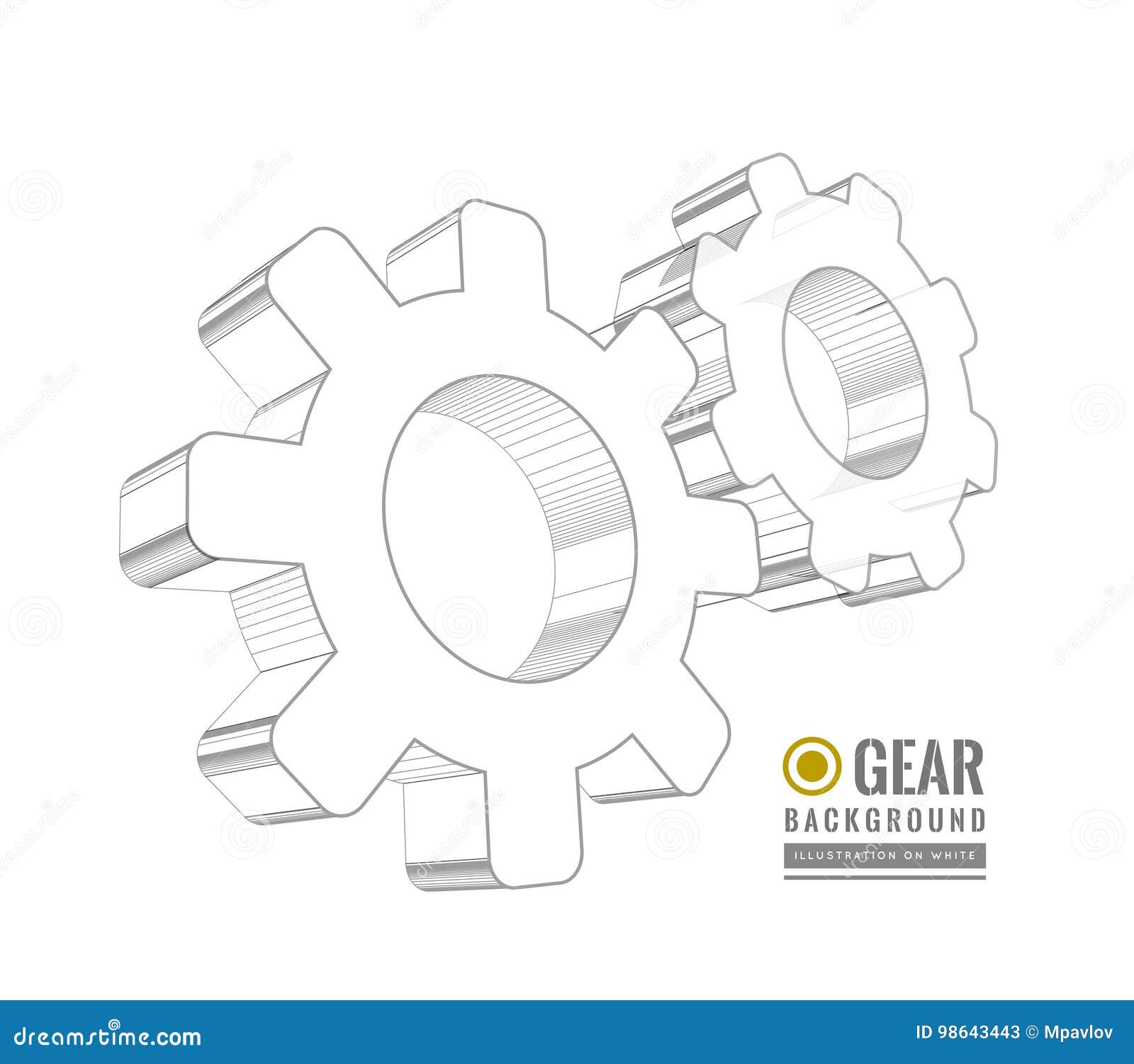 Gear Schematic Vector Illustration Stock Vector - Illustration of ...